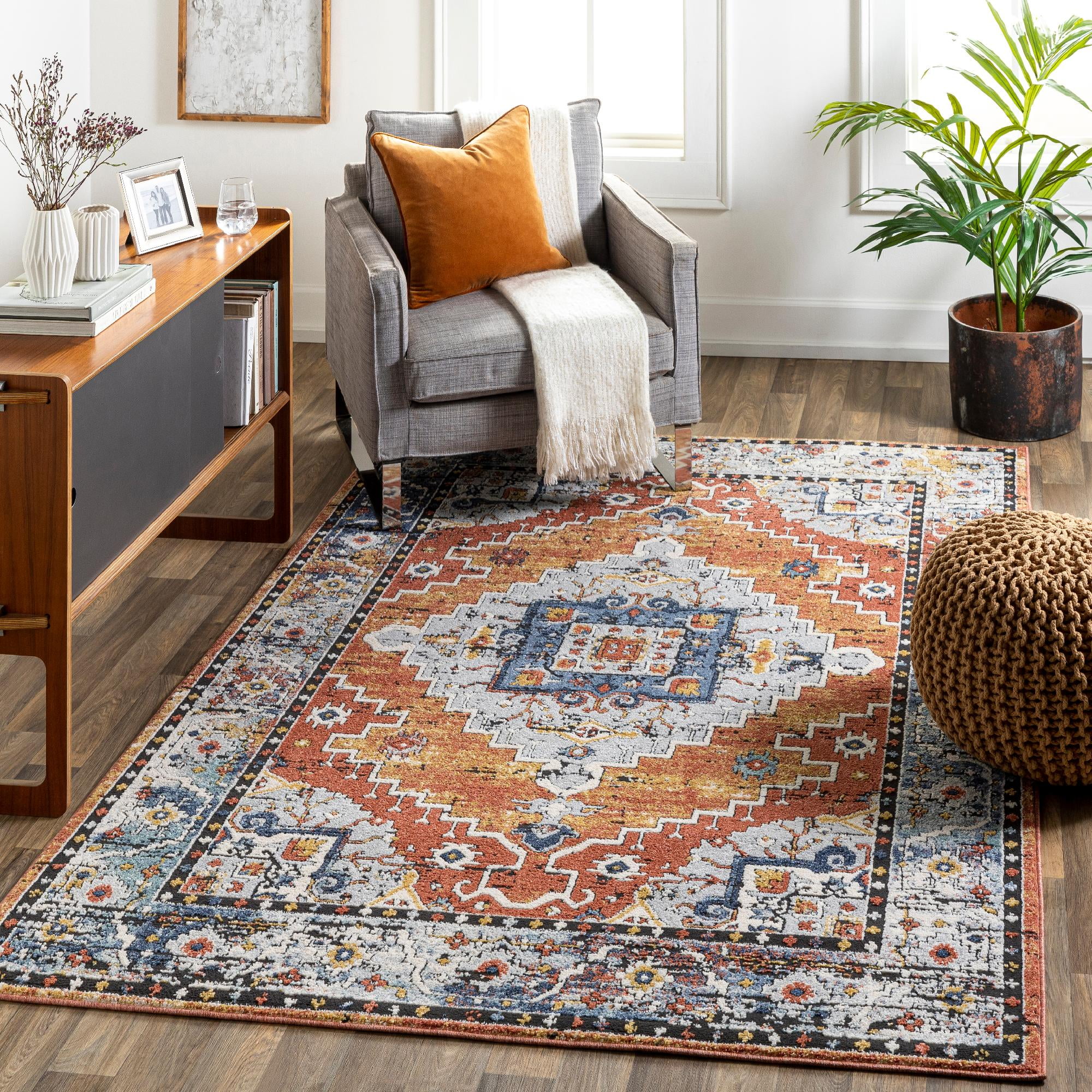 Mark&Day Area Rugs, 8x10 Tavros Traditional Burnt Orange Area Rug ...