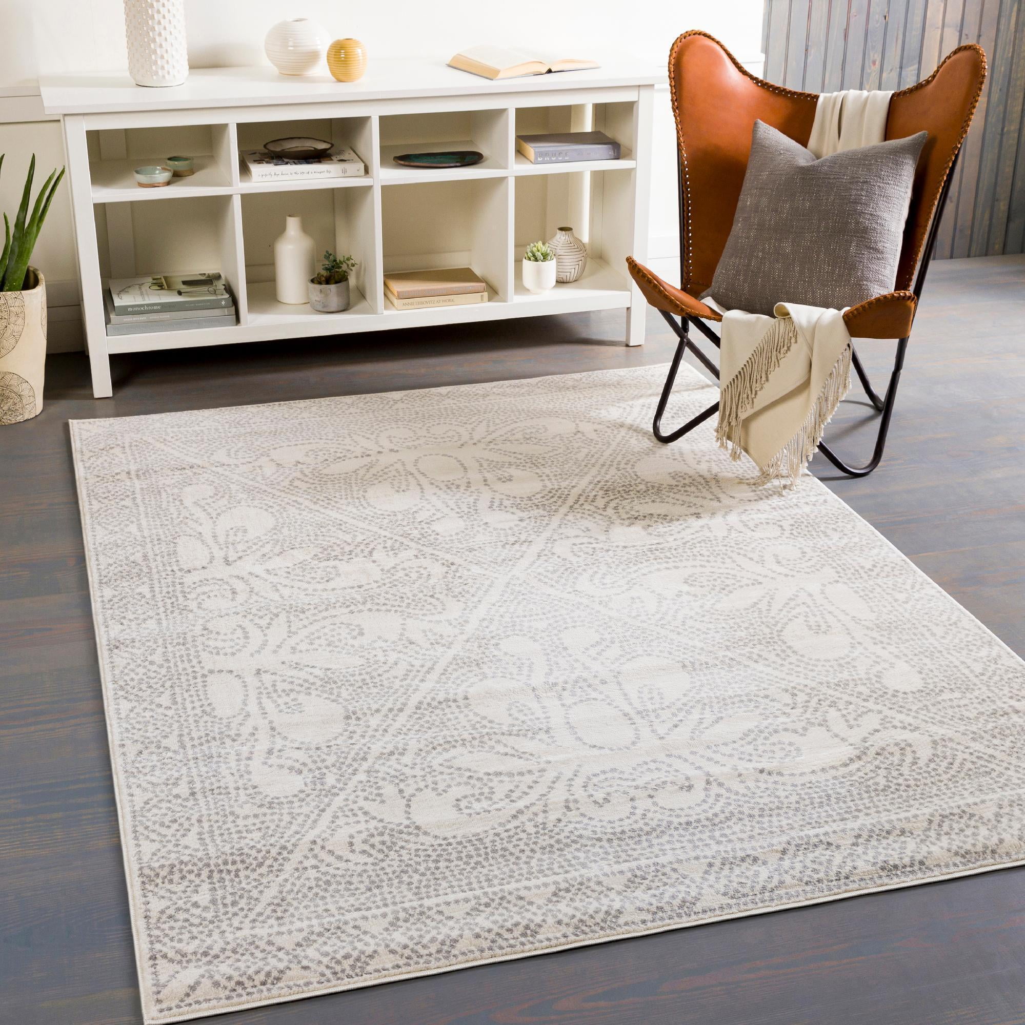 Mark&Day Area Rugs, 8x10 Vosberg Traditional Light Gray Area Rug, White ...
