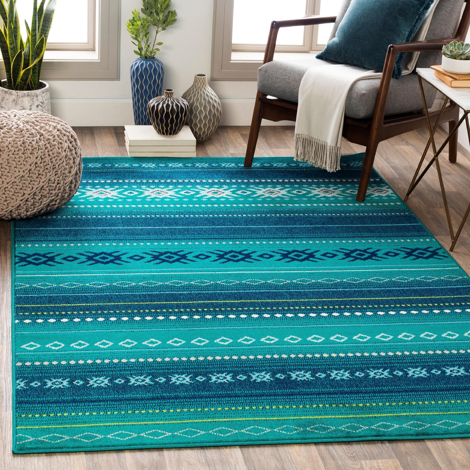 Mark&Day Area Rugs, 8x11 Creston Rustic Teal Area Rug (7'10" x 11'2 ...