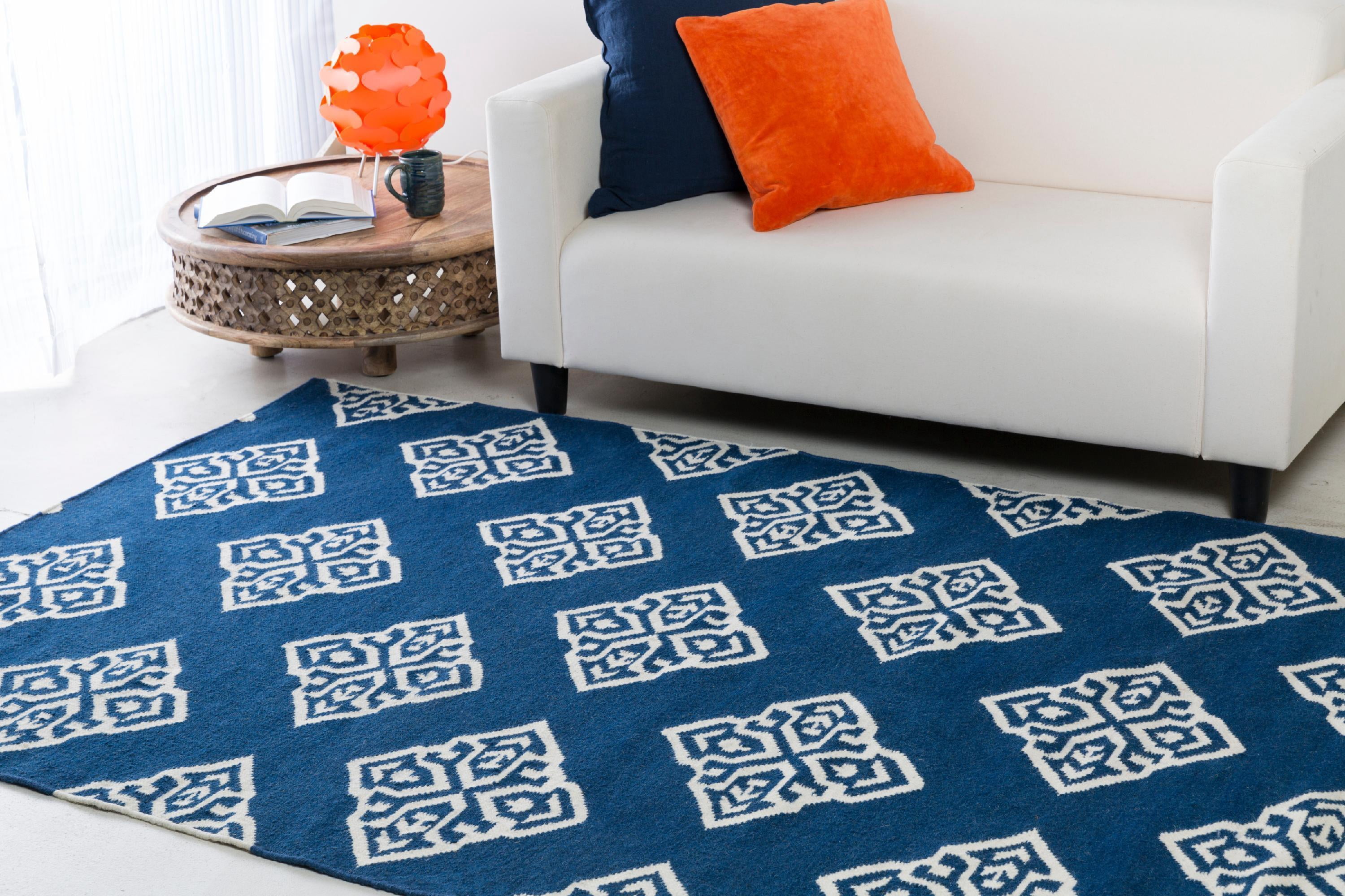 Mark&Day Wool Rugs, 8x11 Sellingen Modern Blue Area Rug, Blue Ivory ...
