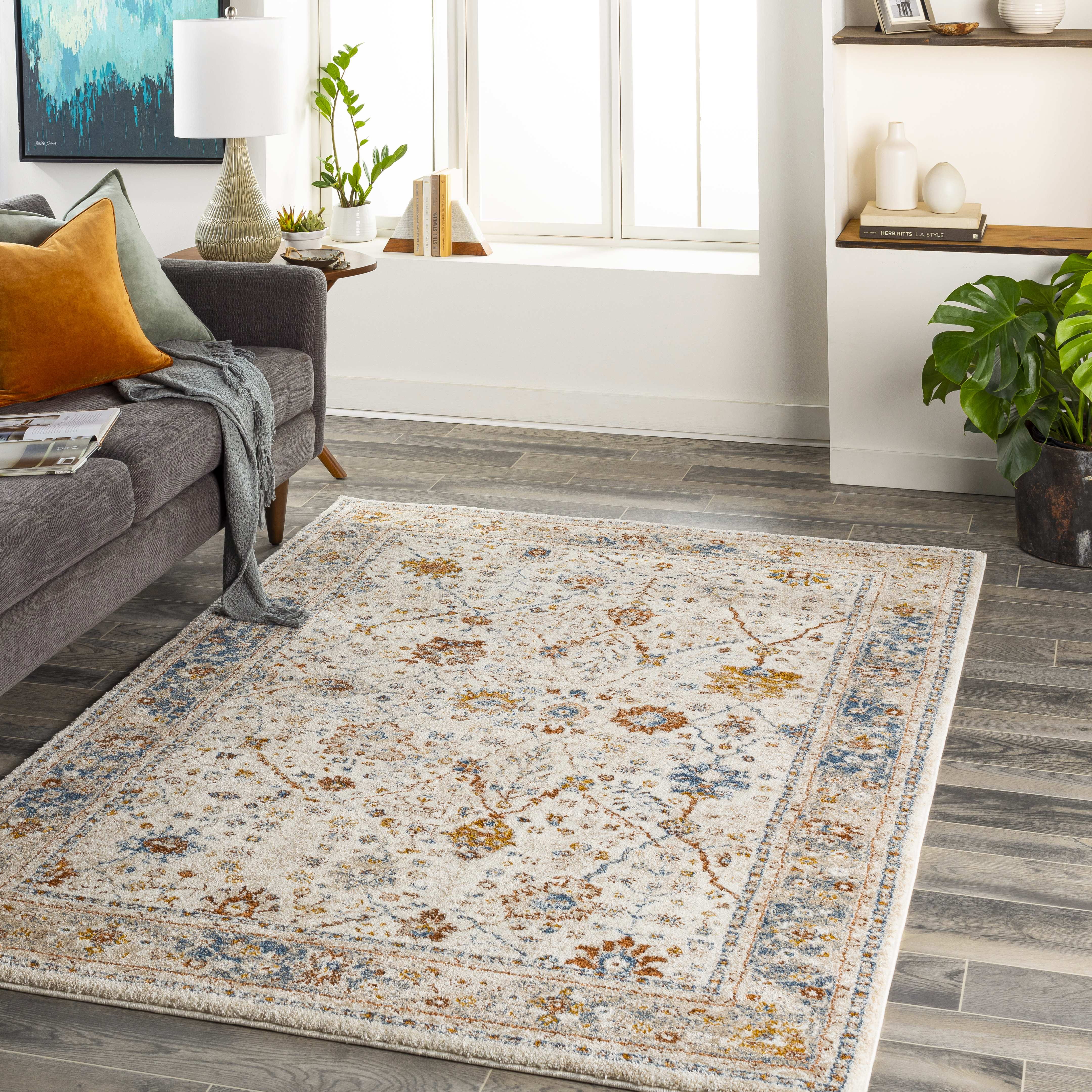 Mark&Day Area Rugs, 8x8 Chartion Traditional Dark Blue Square Area Rug ...