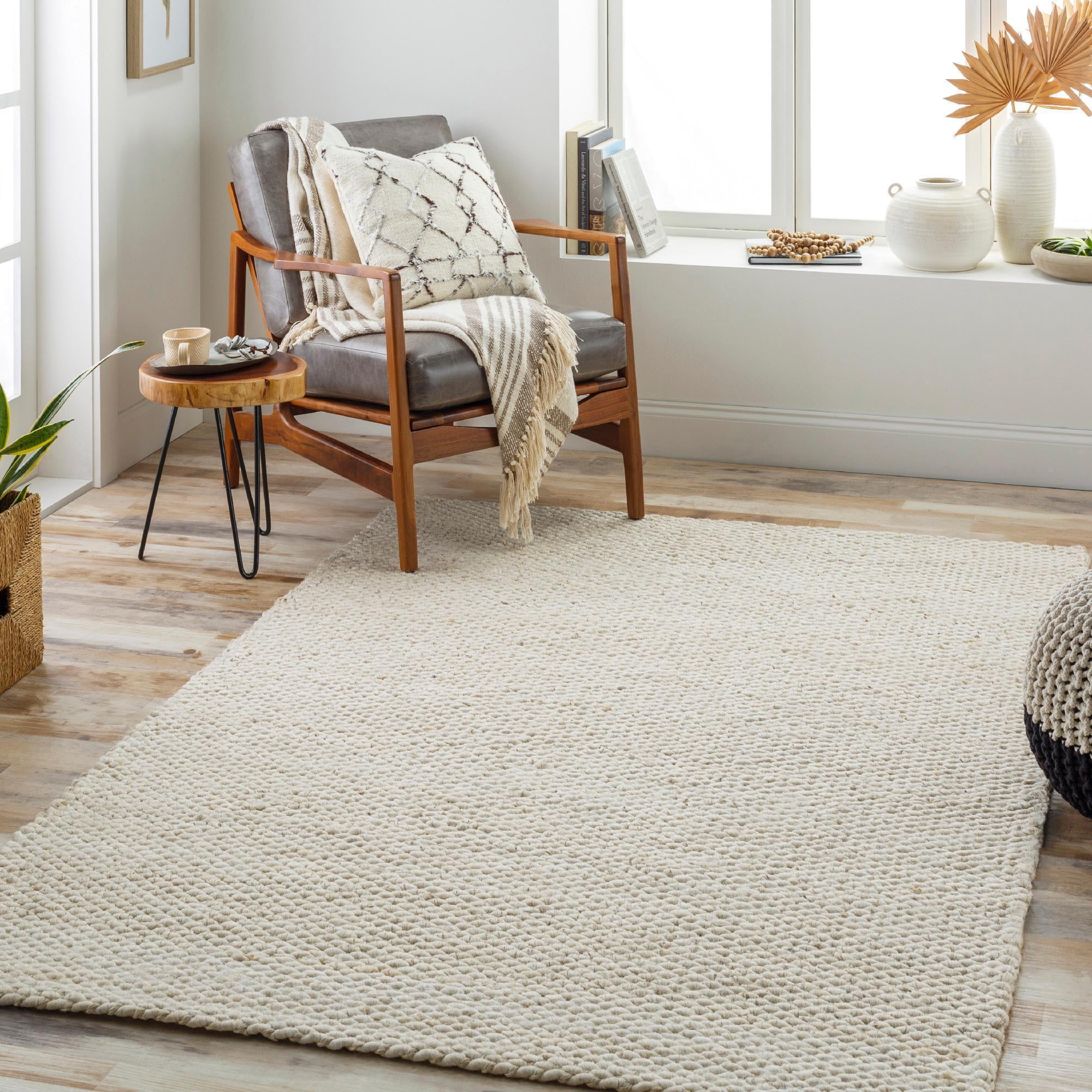 Mark&Day 8' Square Cleghorn Cottage Cream Area Rug, Hand Woven 100% ...