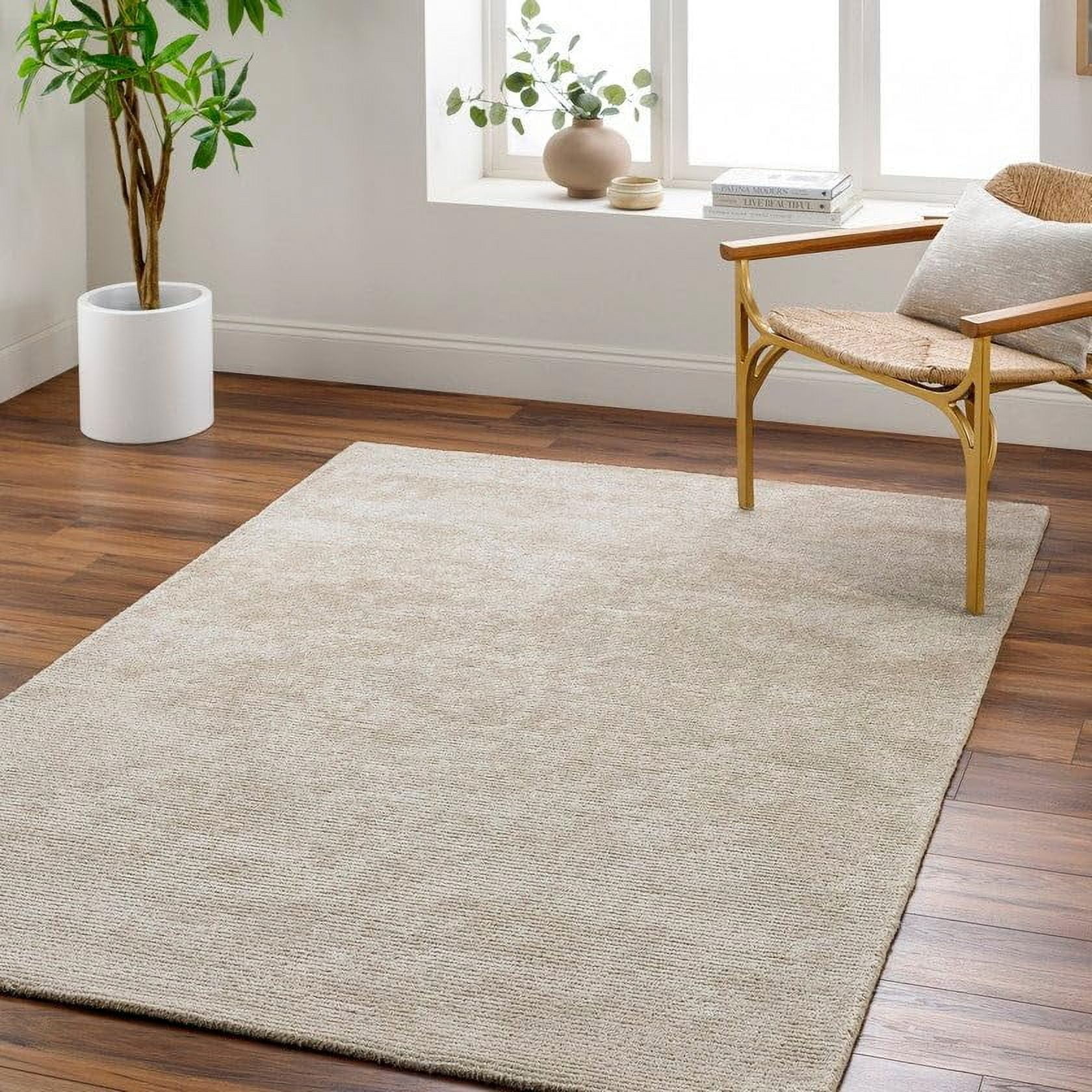 Mark&Day Area Rugs, 8x8 Jett Solid and Border Light Brown Square Area ...