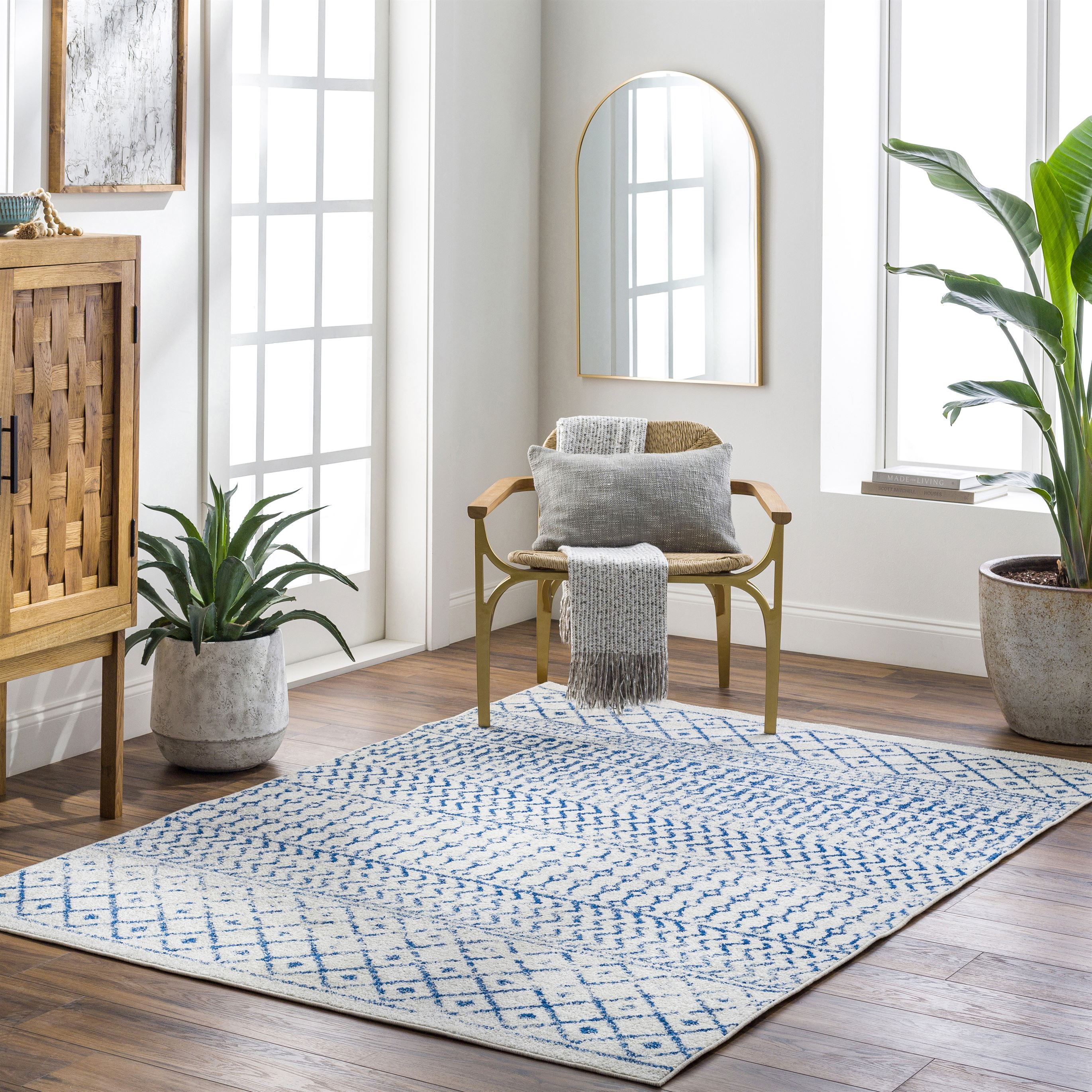 Mark&Day Area Rugs, 8x8 Louise Global Denim Square Area Rug, Cream Dark ...