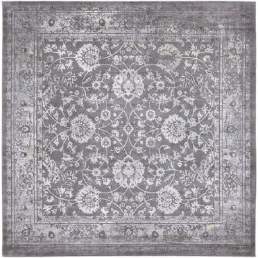 Mark&Day Area Rugs, 8x8 Kinistino Traditional Charcoal Square Area Rug ...