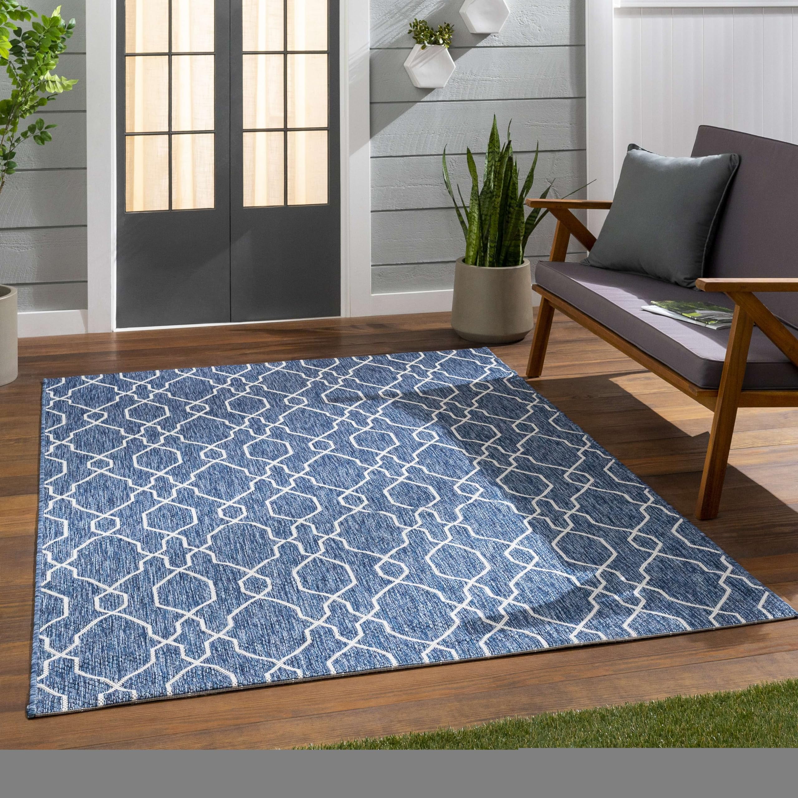 Mark&Day Outdoor Rugs, 8x8 Valentijn Traditional Indoor/Outdoor Denim ...
