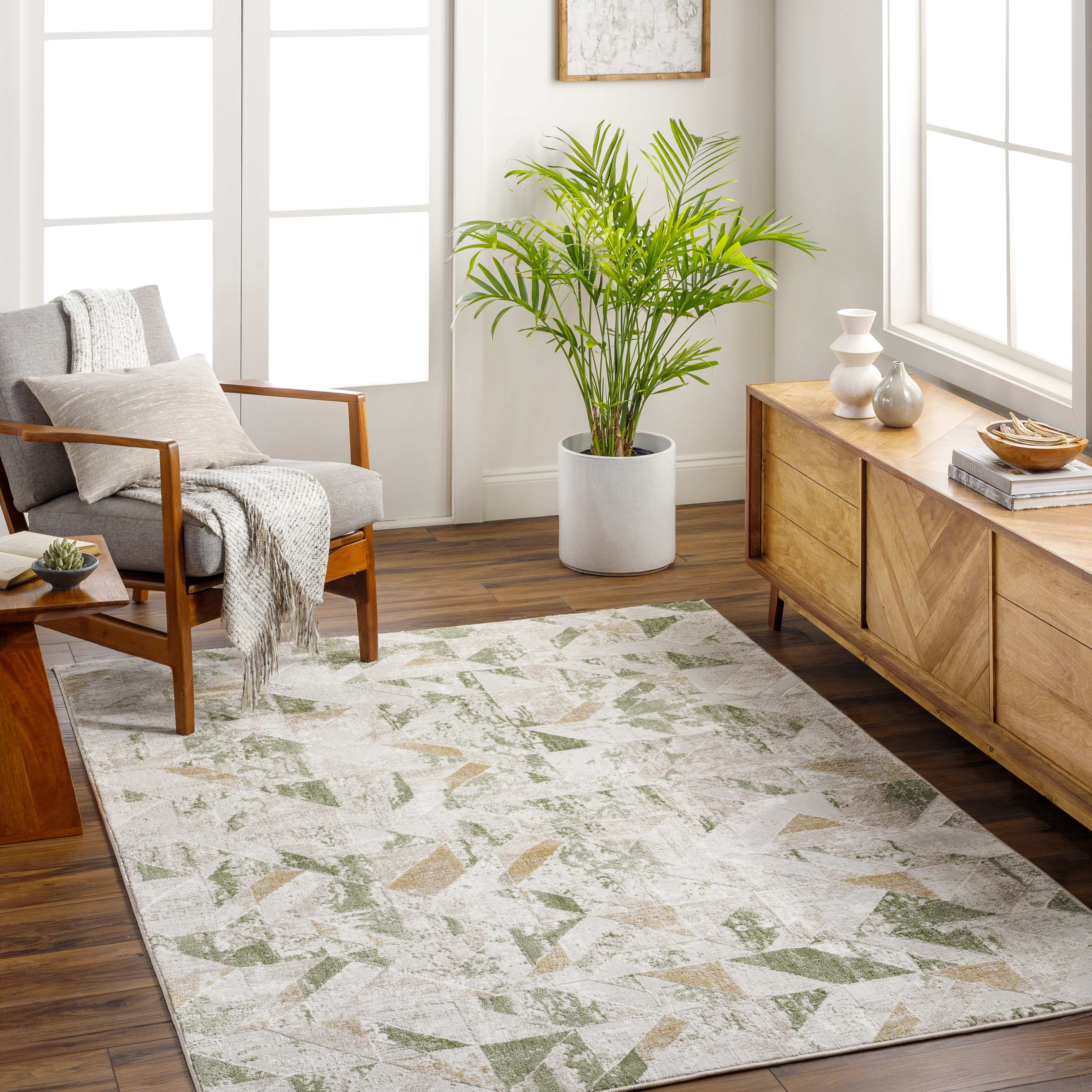 Mark&Day Area Rugs, 9x12 Adrion Modern Moss Ivory Area Rug (9'2" x 12 ...