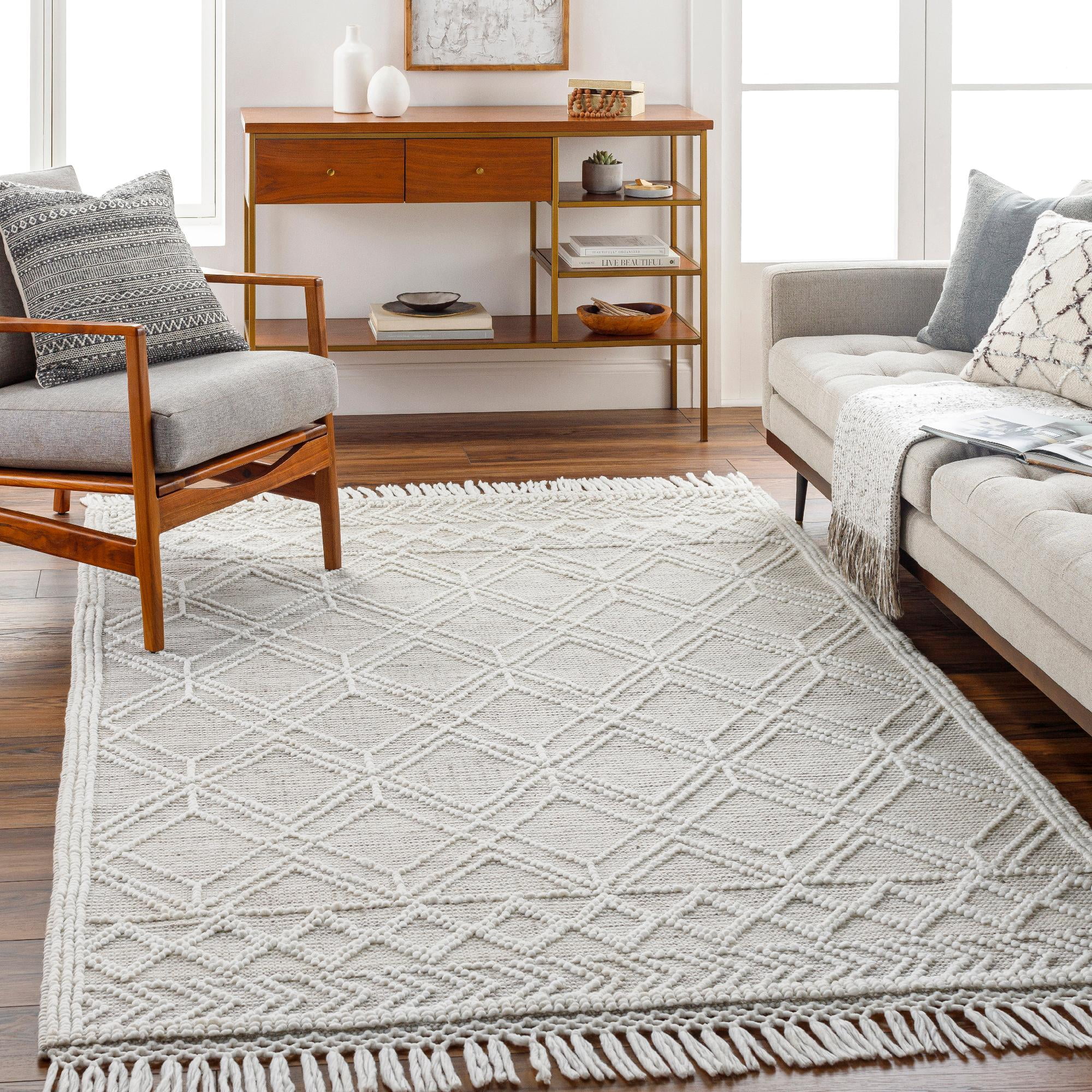Mark&Day Area Rugs, 9x12 Idalium Global Light Gray Area Rug (9' x 12 ...