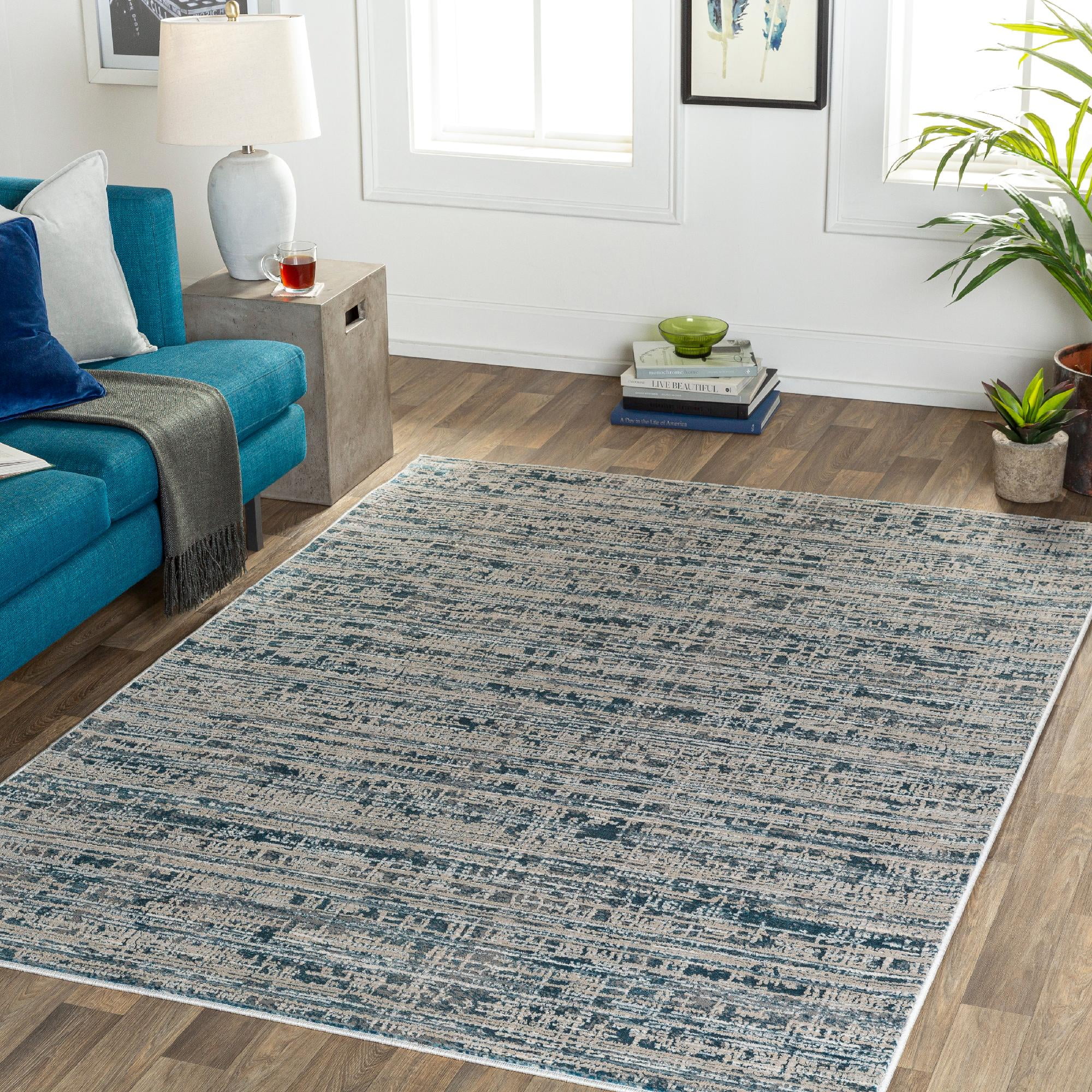 Mark&Day Area Rugs, 9x12 Irini Modern Dark Teal Area Rug (8'10" x 12 ...