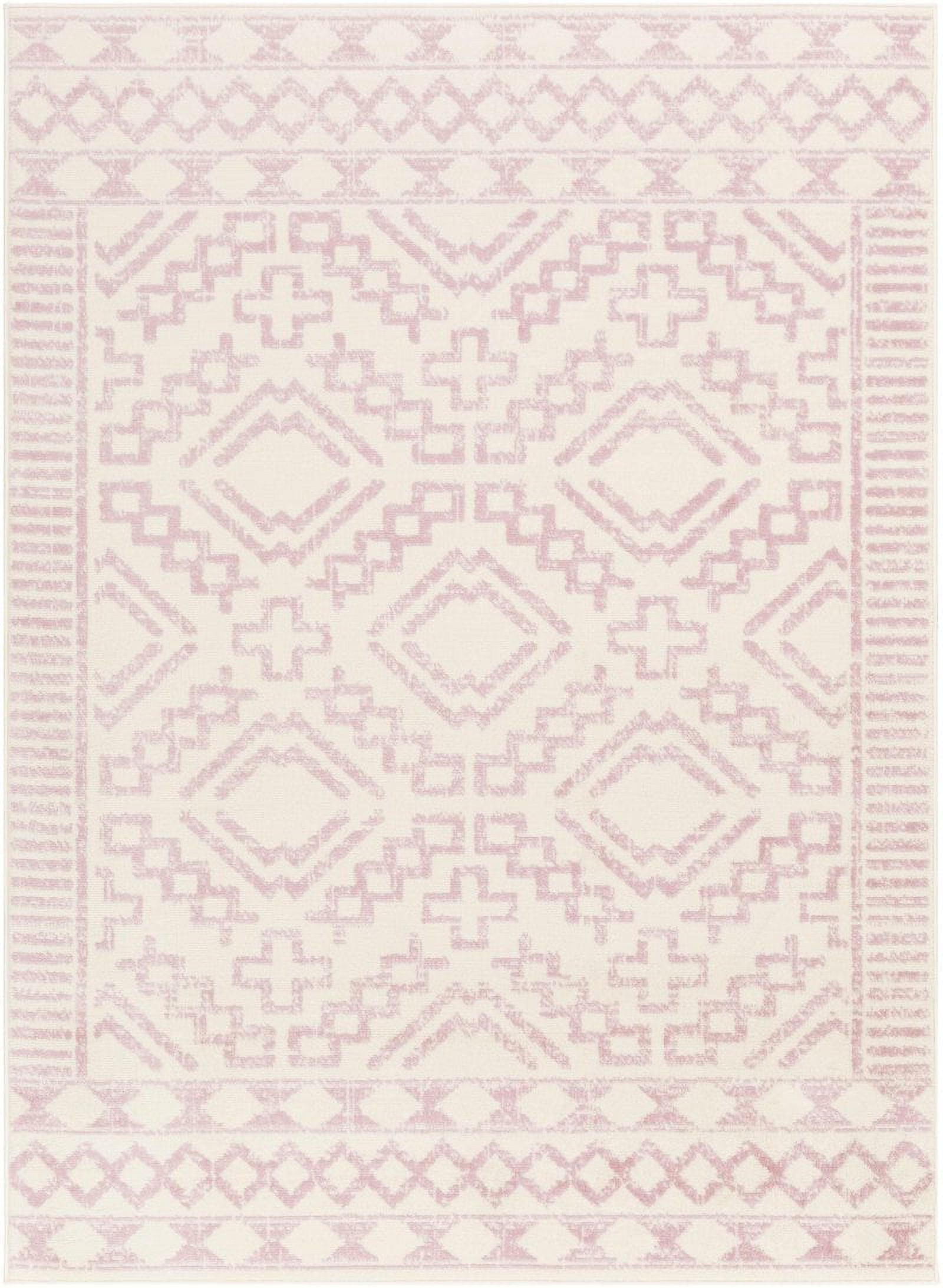 Mark&Day Area Rugs, 9x12 Lechlade Global Pale Pink Area Rug, Pink White ...