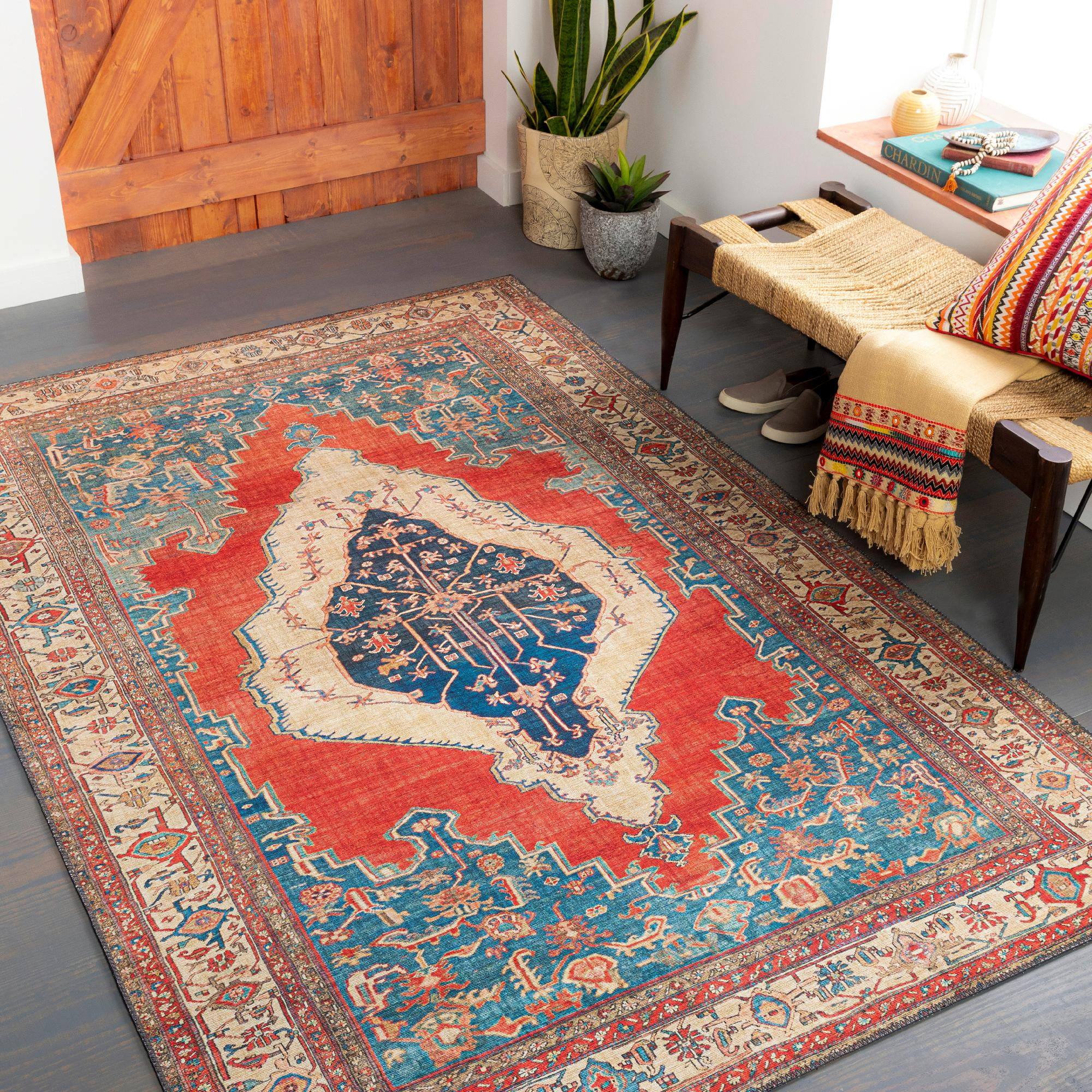 Mark&Day Area Rugs, 9x12 Loosbroek Traditional Bright Red Area Rug, Red ...