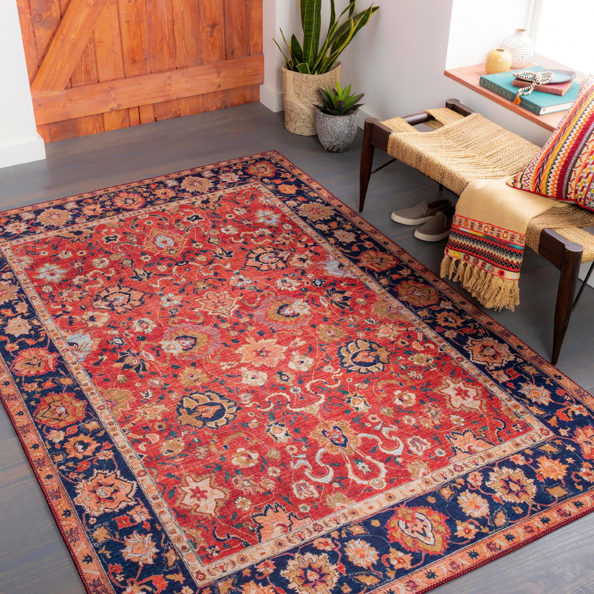 Mark&Day Area Rugs, 9x12 Maatsehei Traditional Bright Red Area Rug (9 ...