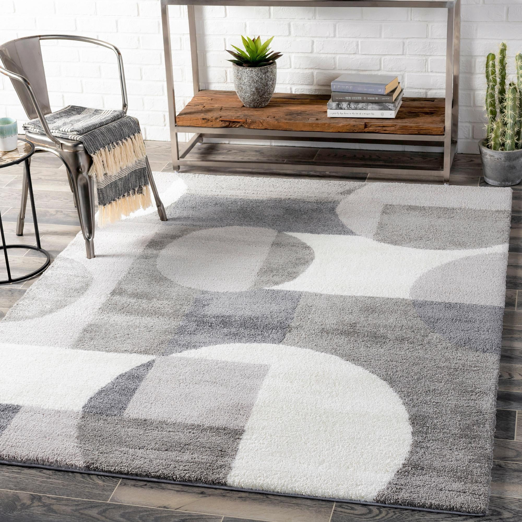 Mark&Day Area Rugs, 9x12 Raath Modern Grey Area Rug, Grey White Carpet ...