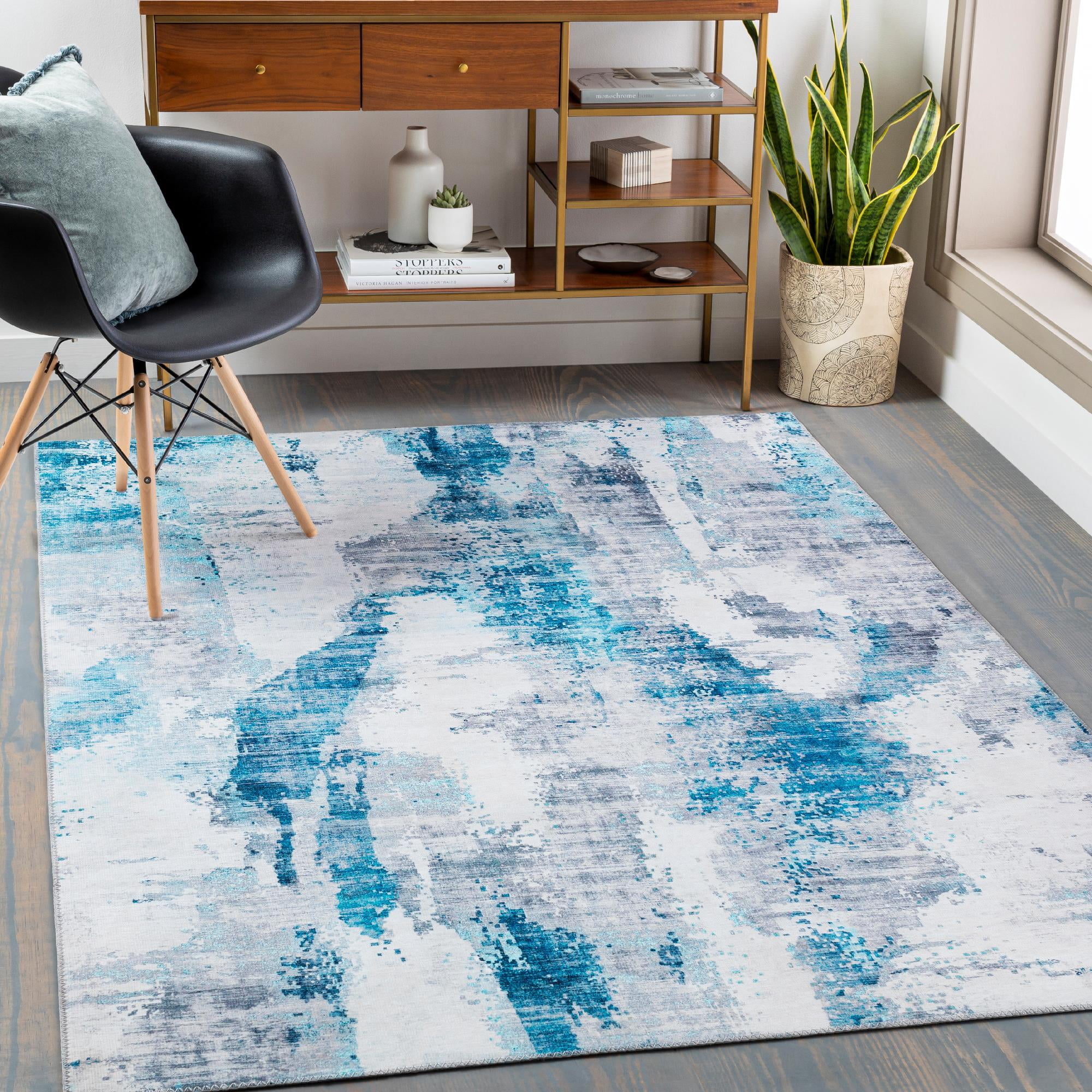 Mark&Day Area Rugs, 9x12 Zevenhuis Modern Blue Area Rug, Blue Grey ...