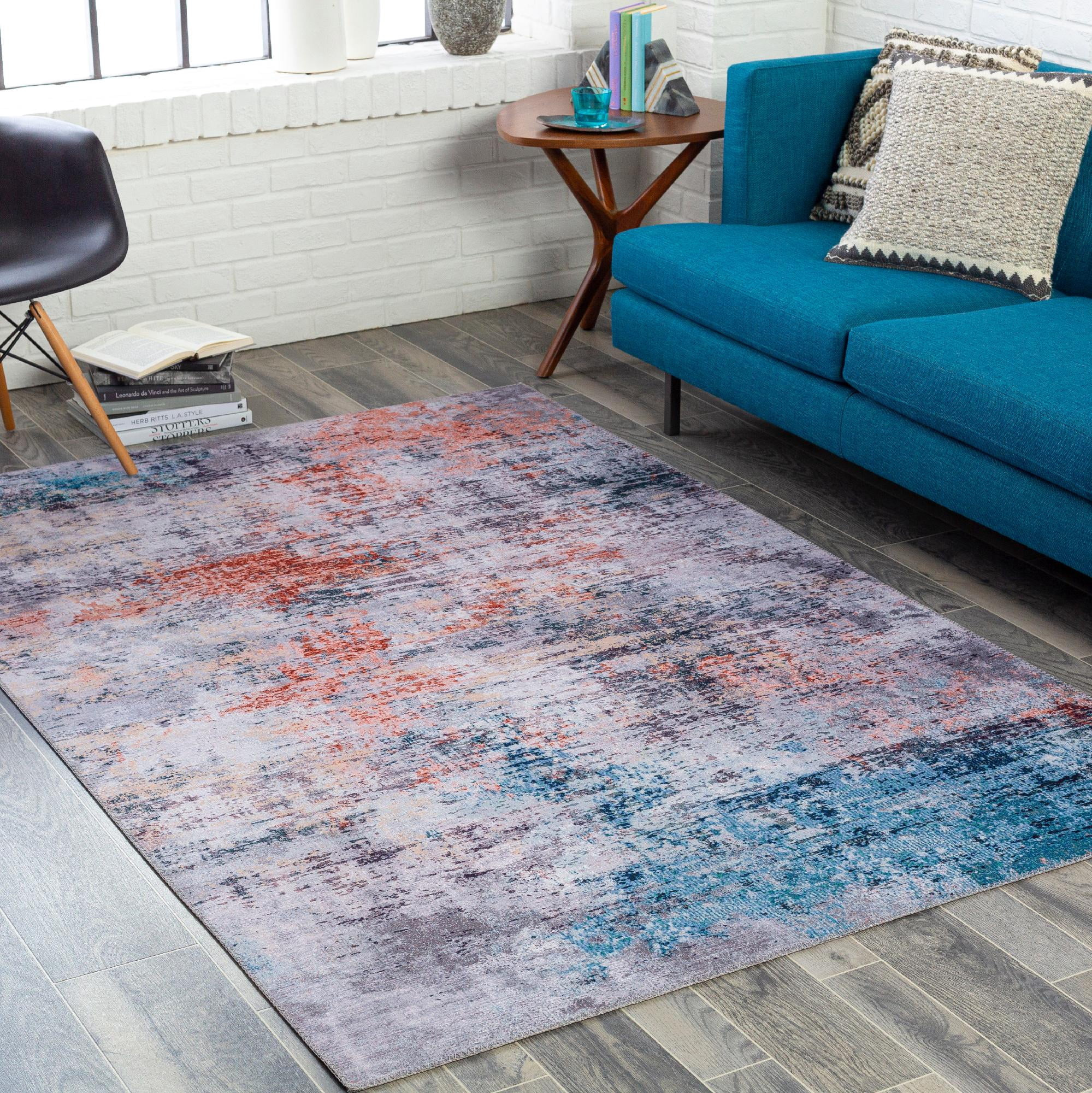 Mark&Day Area Rugs, 9x12 Zomerven Modern White Area Rug, Grey Blue ...