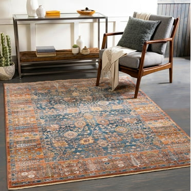 Mark&Day Washable Area Rugs, 6x9 Markle Traditional Dark Teal Area Rug ...