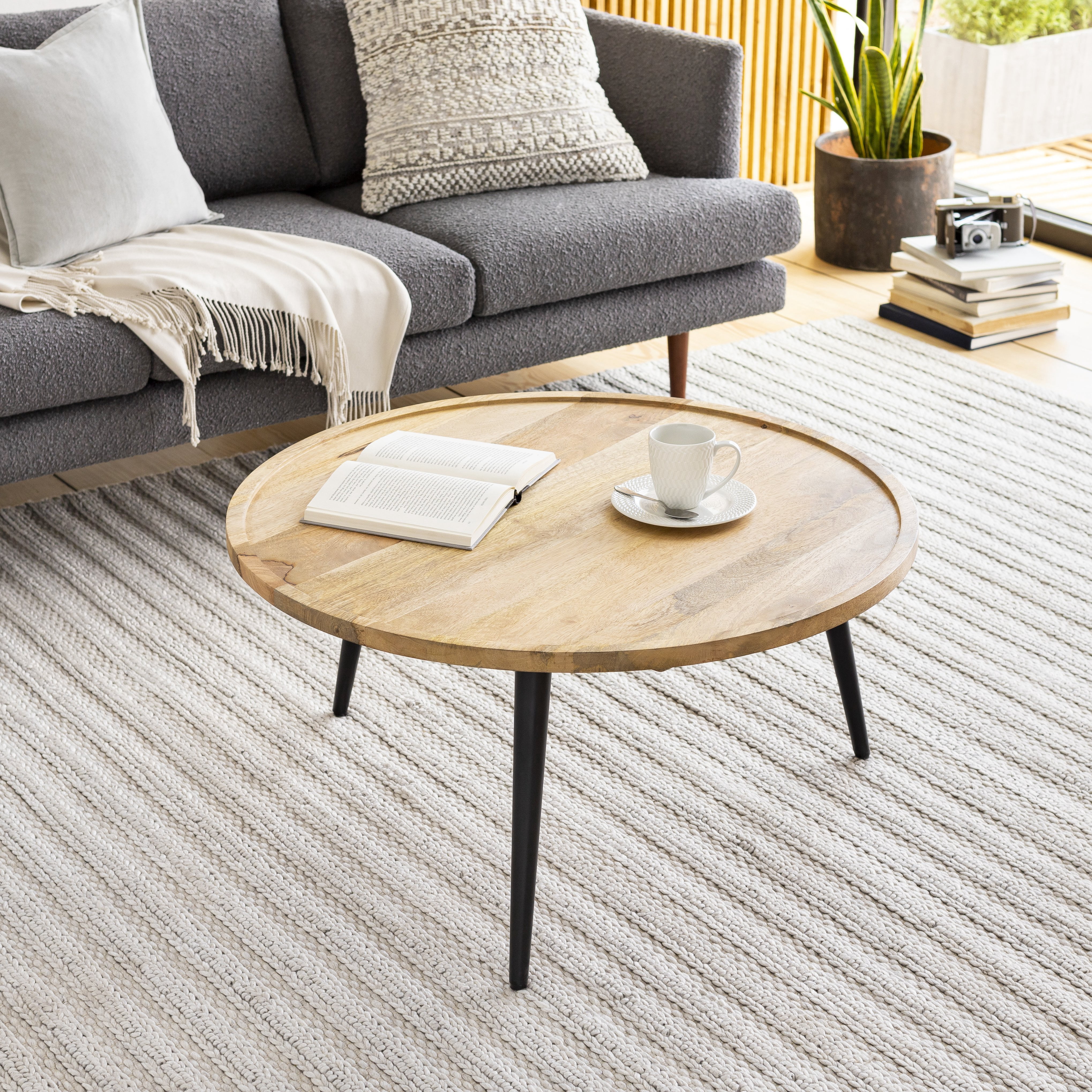 Mark&Day Coffee Table - Dolsach Modern Mid-Century Tan Round Coffee ...