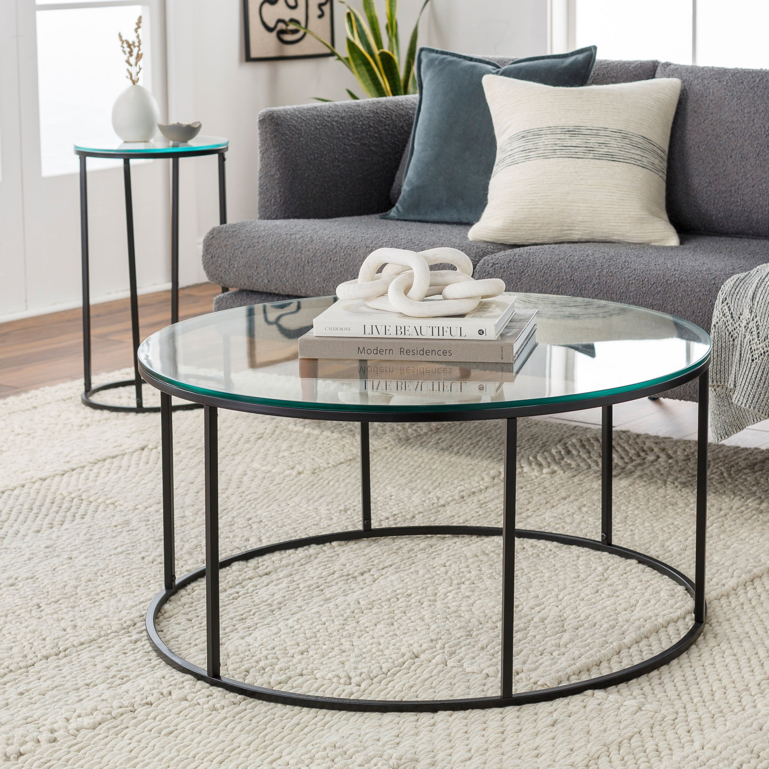 Mark&Day Coffee Table - Geta Modern Minimalist Clear Round Coffee ...