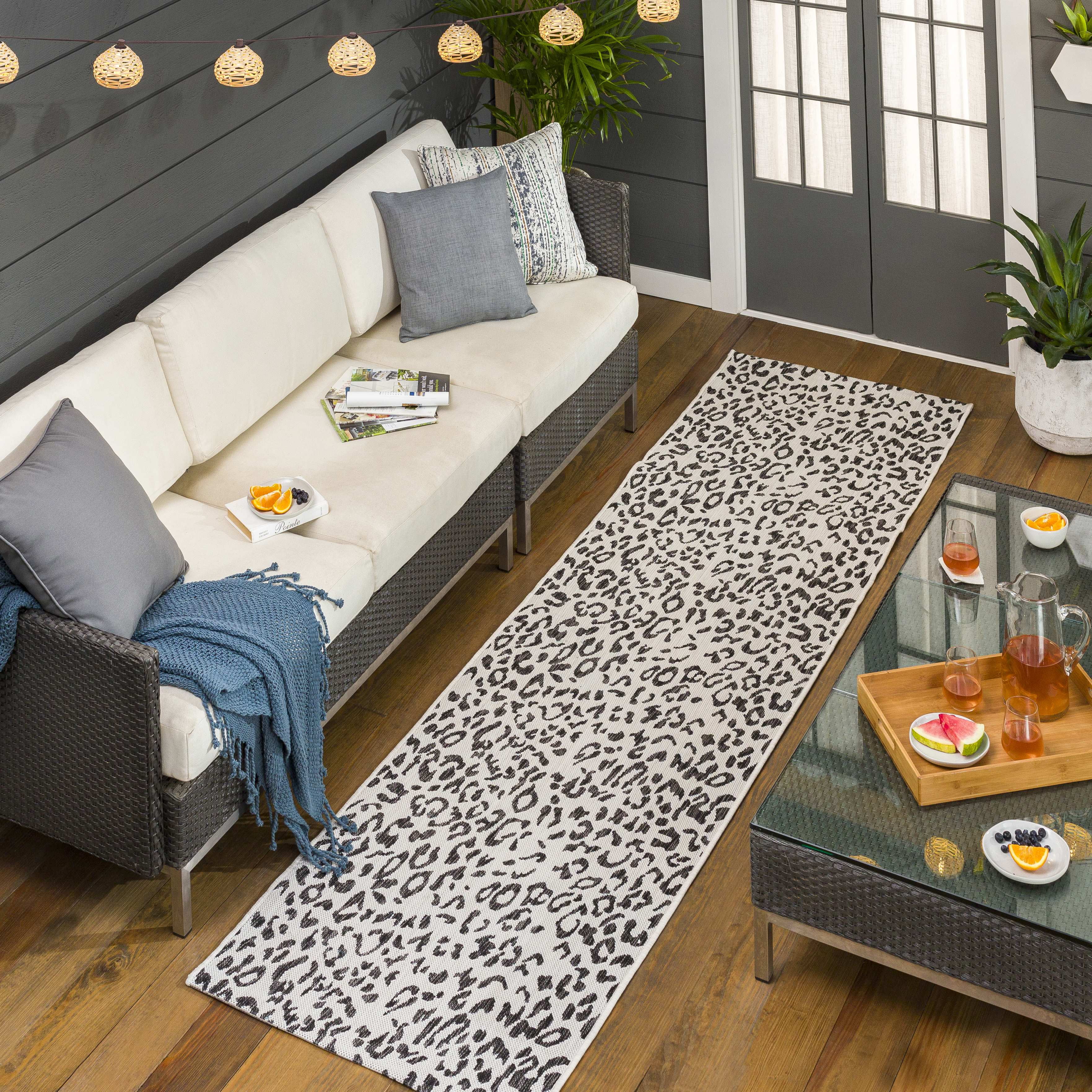 Mark&Day Outdoor Rugs, 3x10 Alem Modern Indoor/Outdoor Black Runner ...