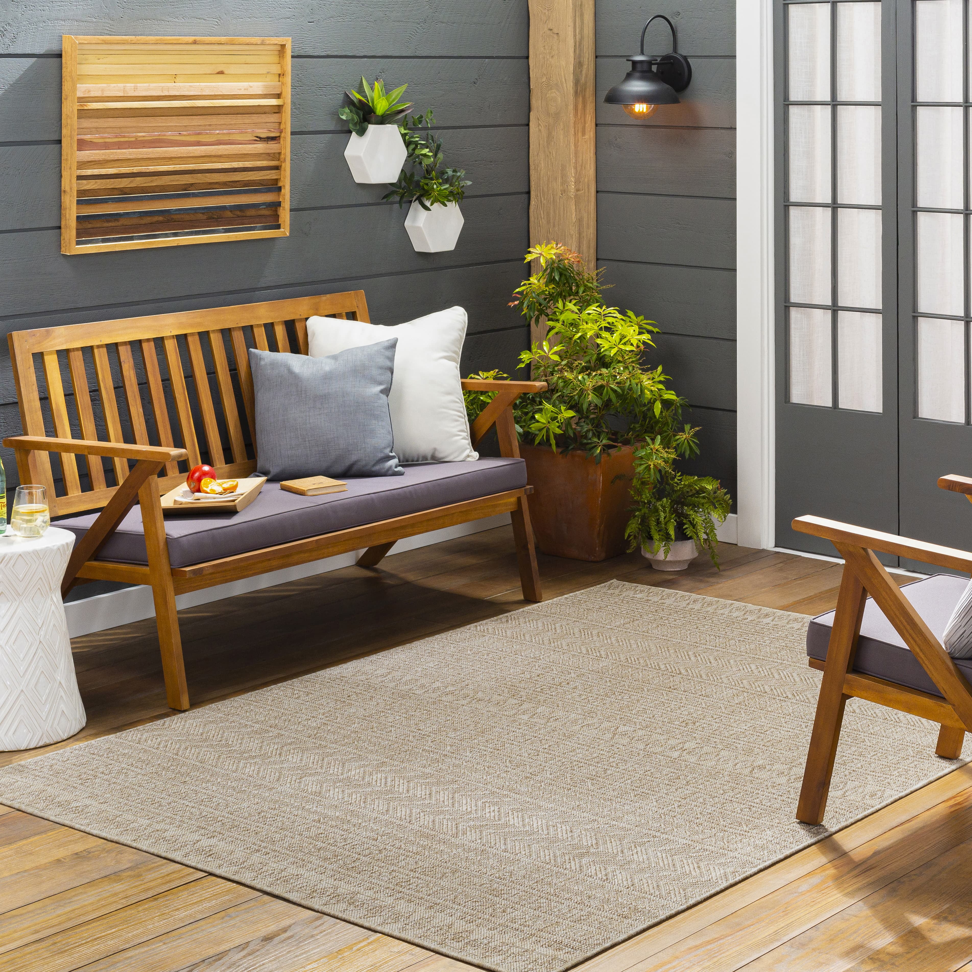 Mark&Day Outdoor Rugs, 3x10 Antibes Global Indoor/Outdoor Brown Runner ...