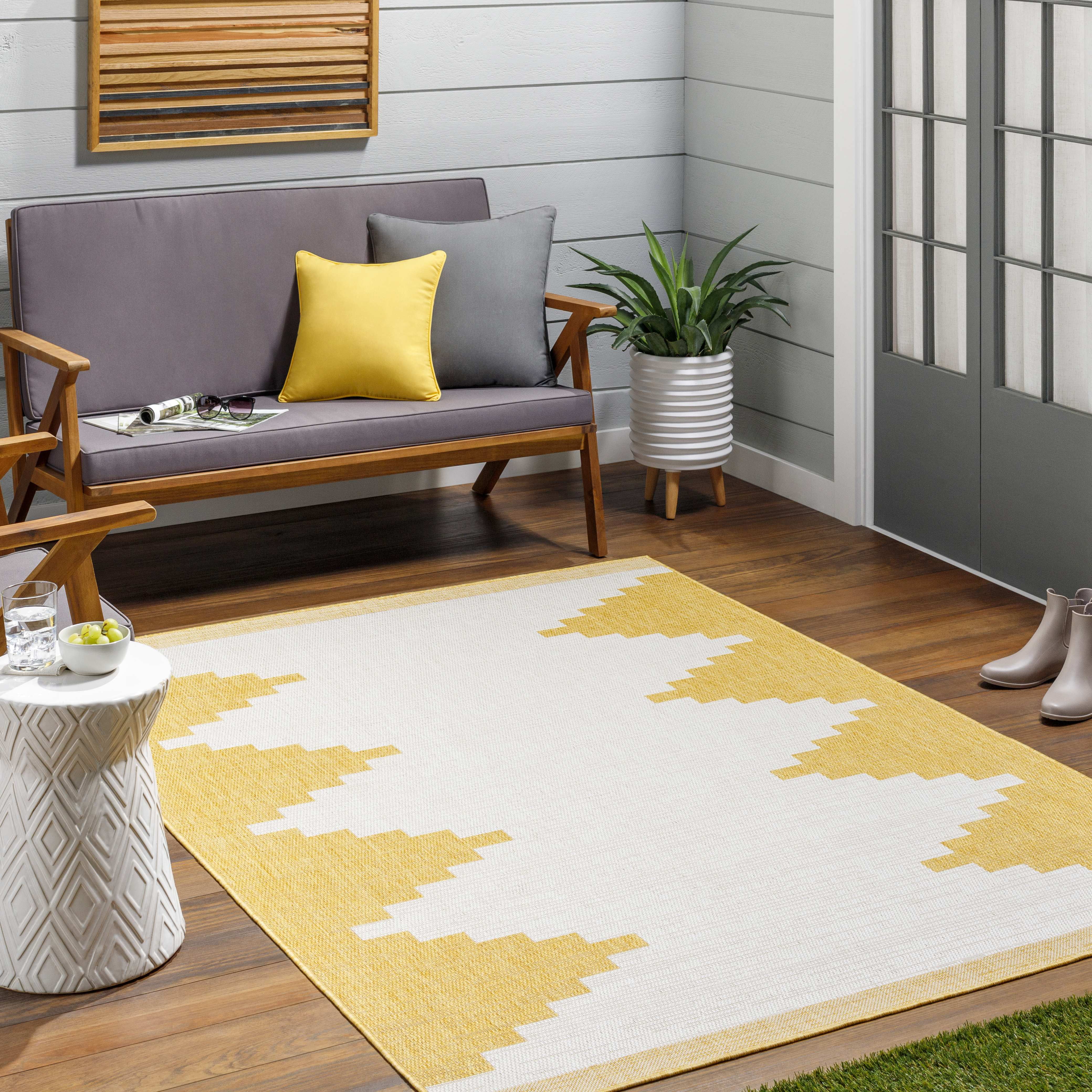 Mark&Day Outdoor Rugs, 3x10 Wolfheze Global Indoor/Outdoor Amber/Gray ...