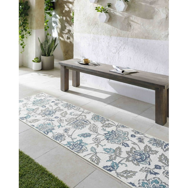 Mark&Day Outdoor Area Rugs, 2x12 Selma Cottage Indoor/Outdoor Aqua ...