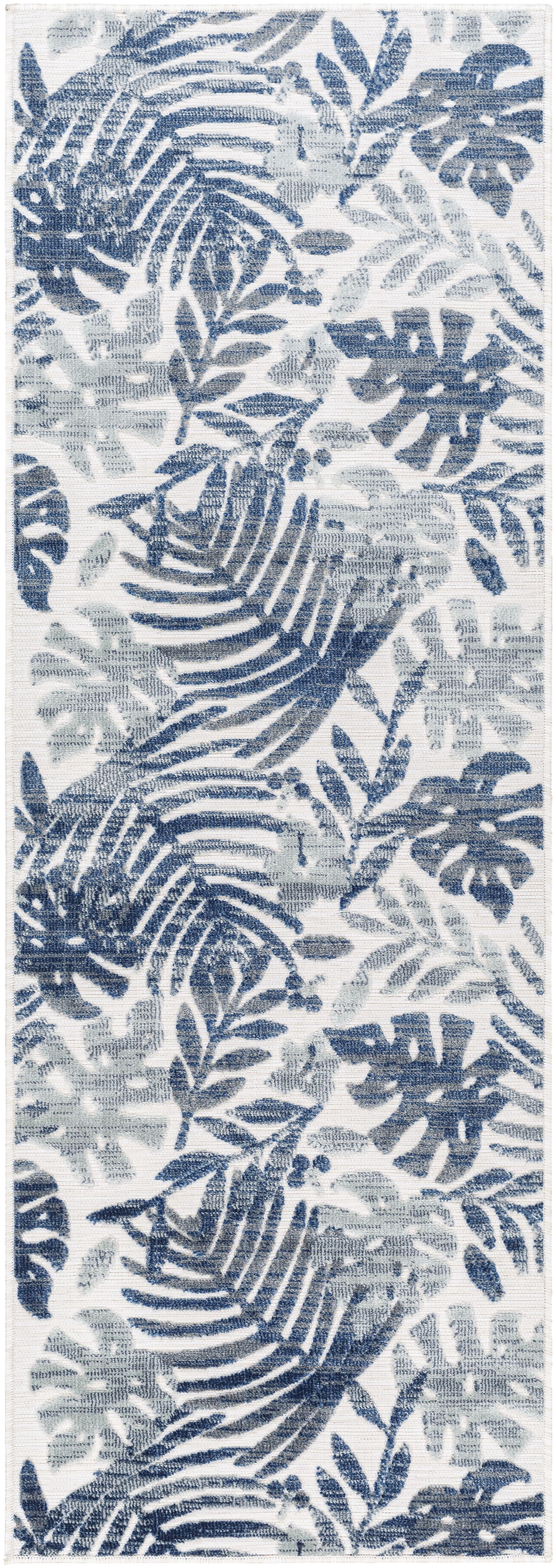 Mark&Day Outdoor Area Rugs, 2x7 Delia Coastal Indoor/Outdoor Dark Blue ...