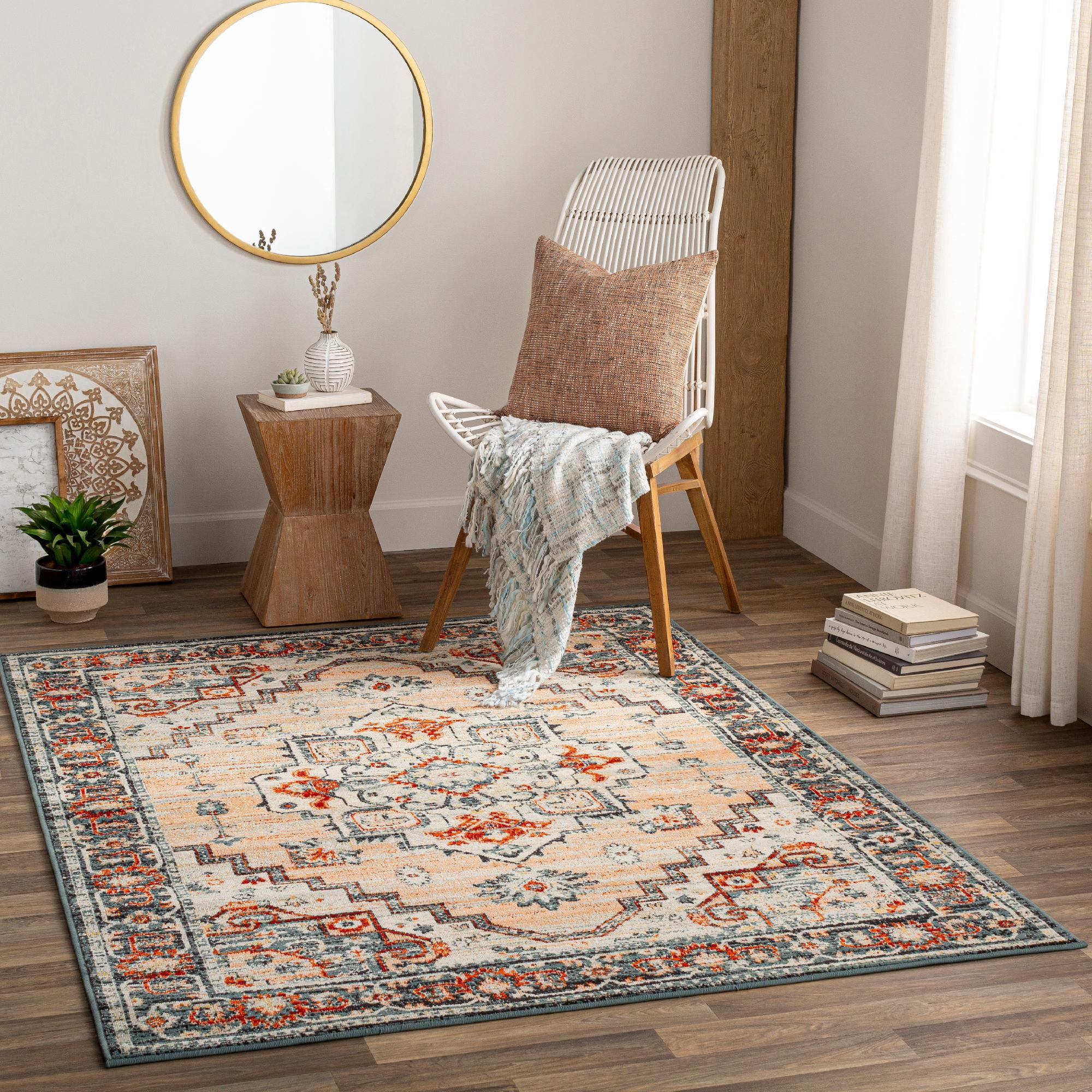 Mark&Day Outdoor Area Rugs, 5x7 Ambia Traditional Indoor/Outdoor Peach ...