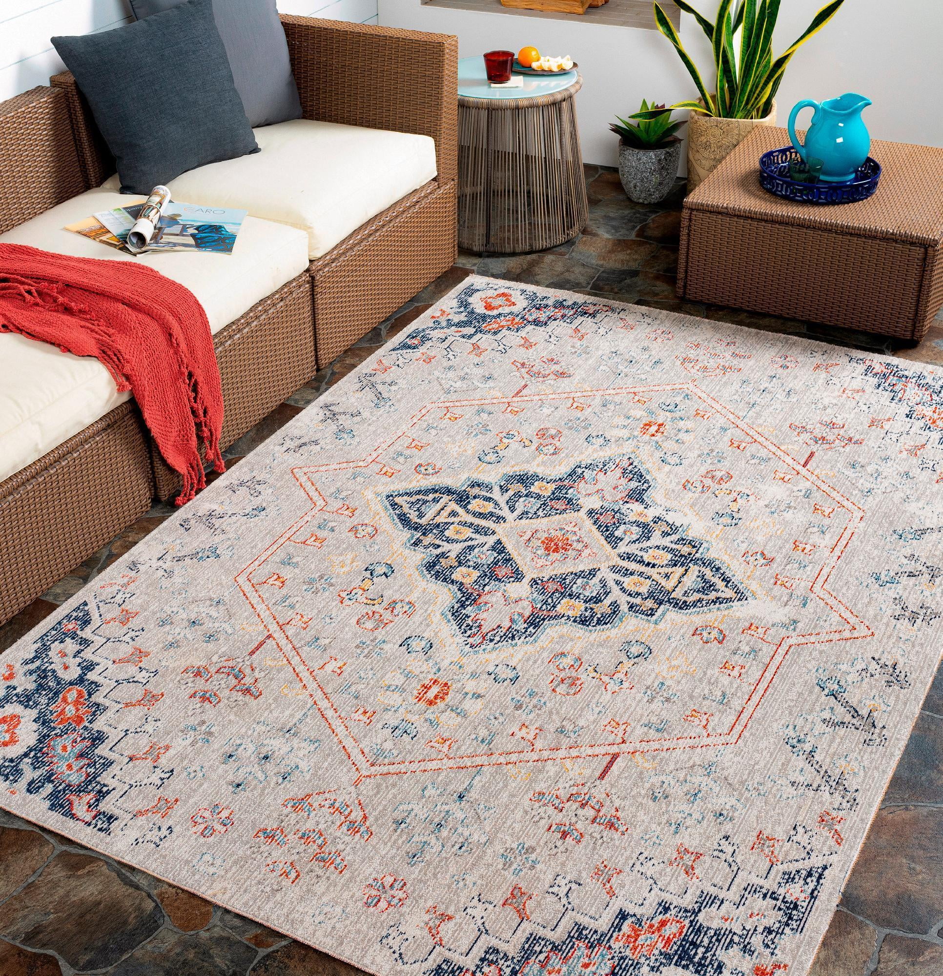 Mark&Day Outdoor Rugs, 5x7 Bunker Hill Global Indoor/Outdoor Taupe Area ...