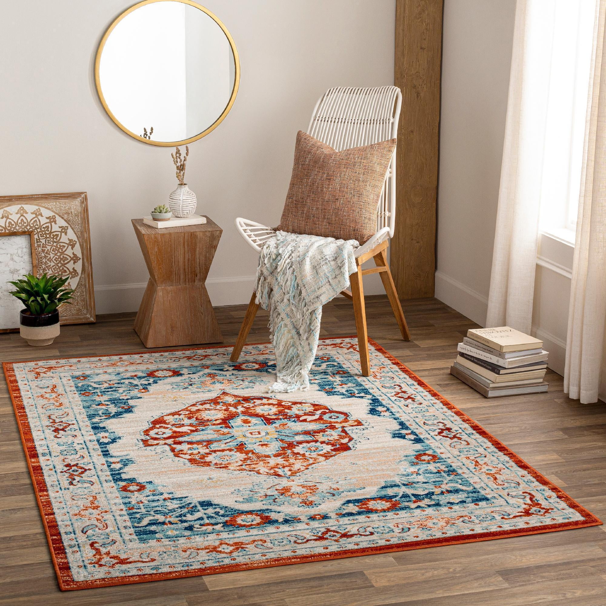 Mark&Day Outdoor Area Rugs, 5x7 Burket Traditional Indoor/Outdoor Rust ...