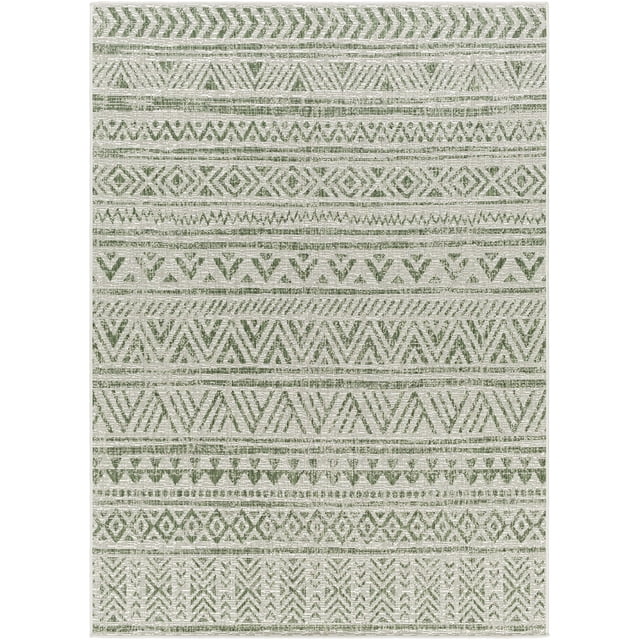 Mark&Day Outdoor Area Rugs, 5x7 Goff Global Indoor/Outdoor Moss Green ...