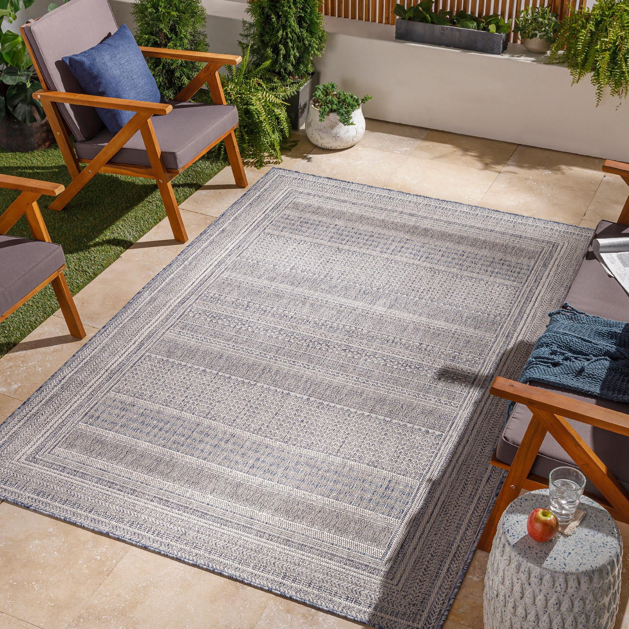 Mark&Day Outdoor Rugs, 5x7 Kellogg Global Indoor/Outdoor Dark Blue Area ...