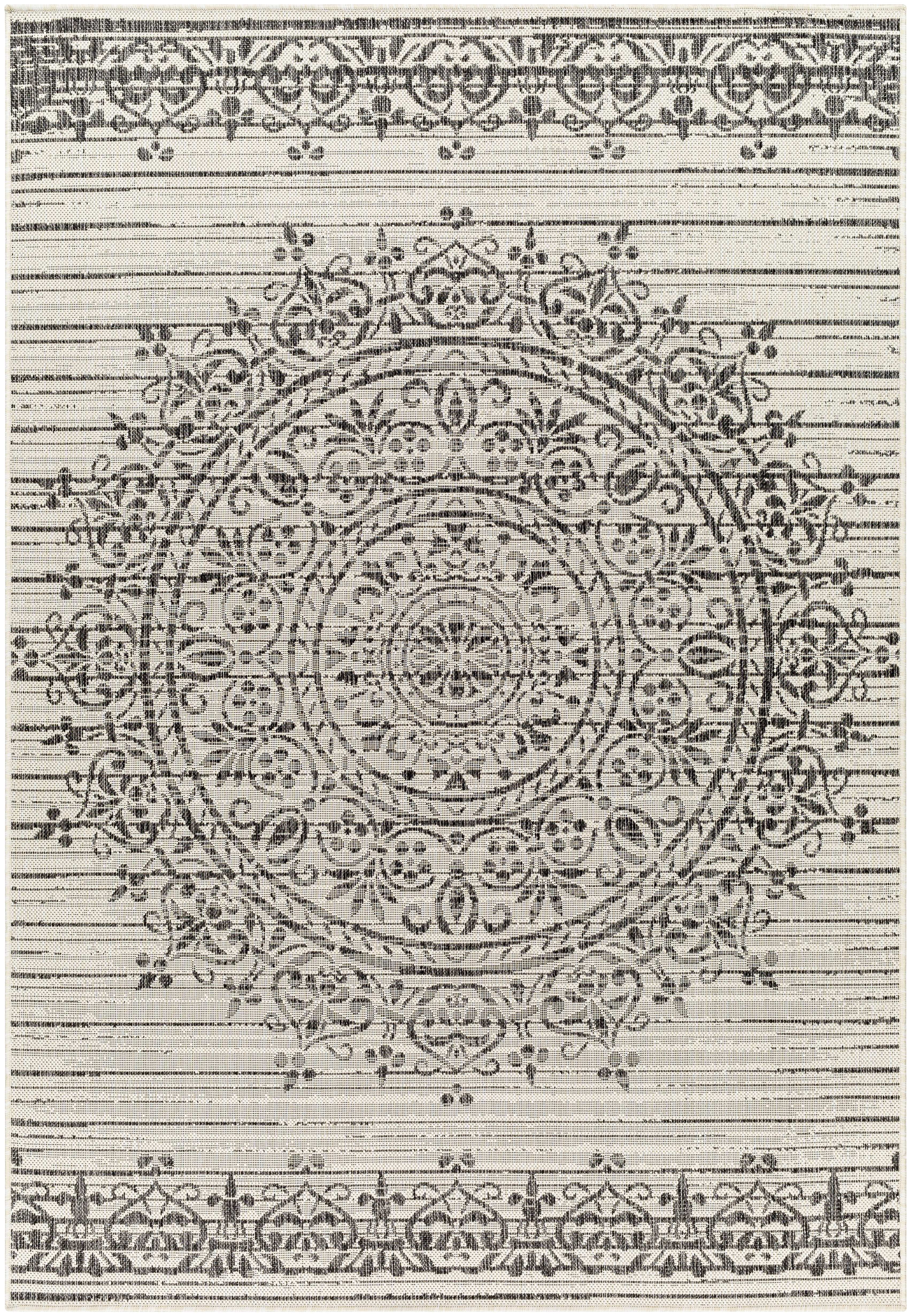Mark&Day Outdoor Rugs, 5x7 Marlea Traditional Indoor/Outdoor Black ...