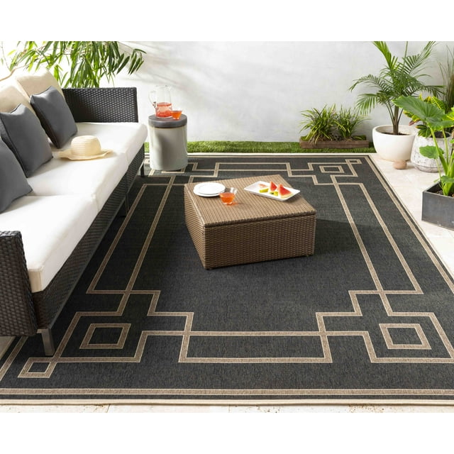 Mark&Day Outdoor Area Rugs, 5x7 Natalie Cottage Indoor/Outdoor Black ...
