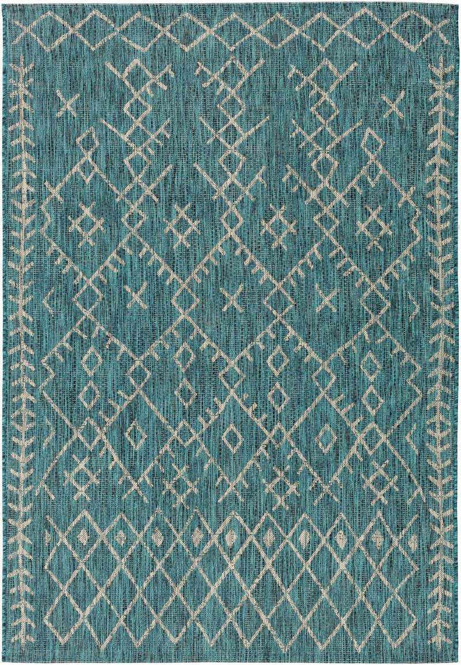 Mark&Day Outdoor Rugs, 5x7 Wijnaldum Global Indoor/Outdoor Aqua Area ...