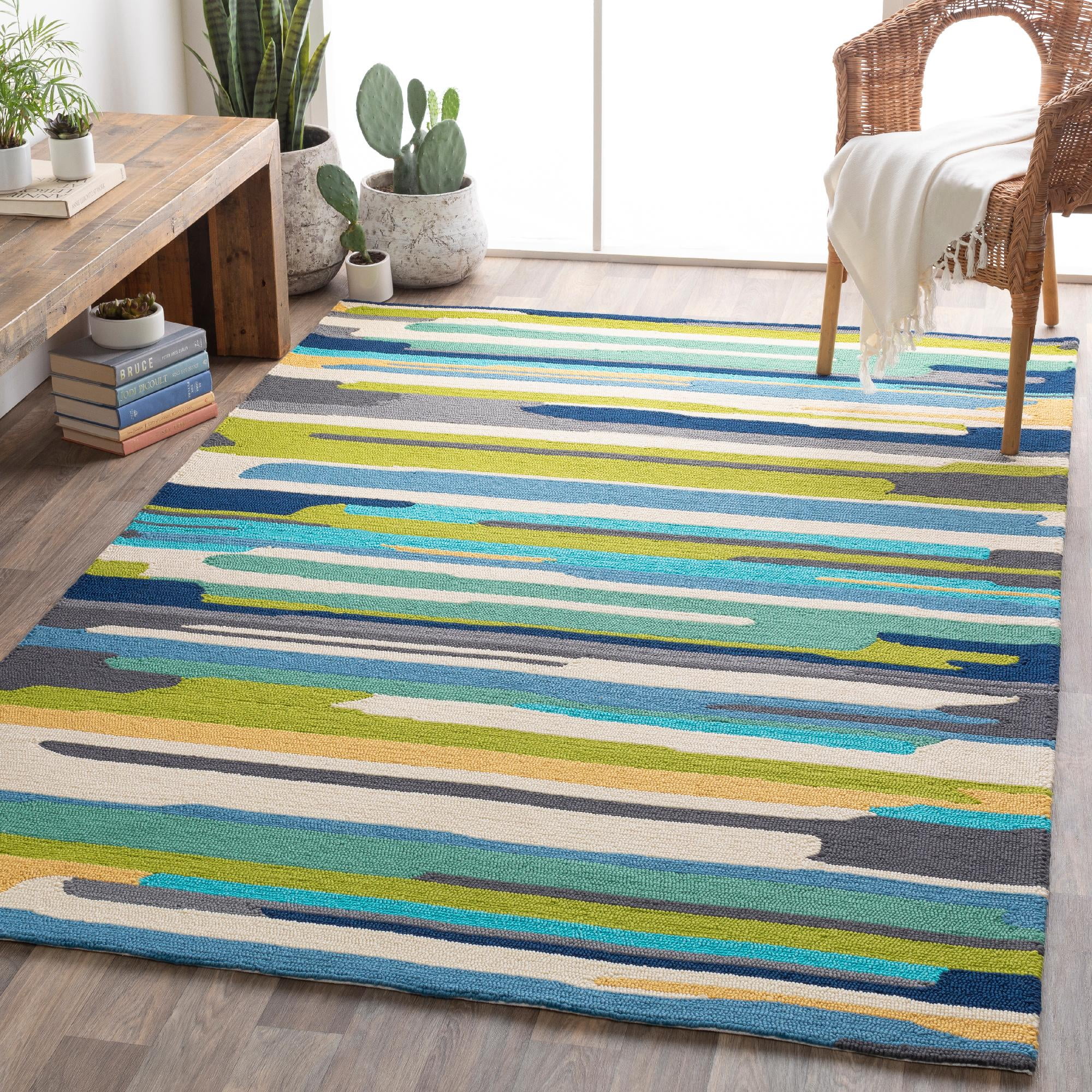 Mark&Day Outdoor Area Rugs, 5x8 Leader Modern Indoor/Outdoor Emerald ...