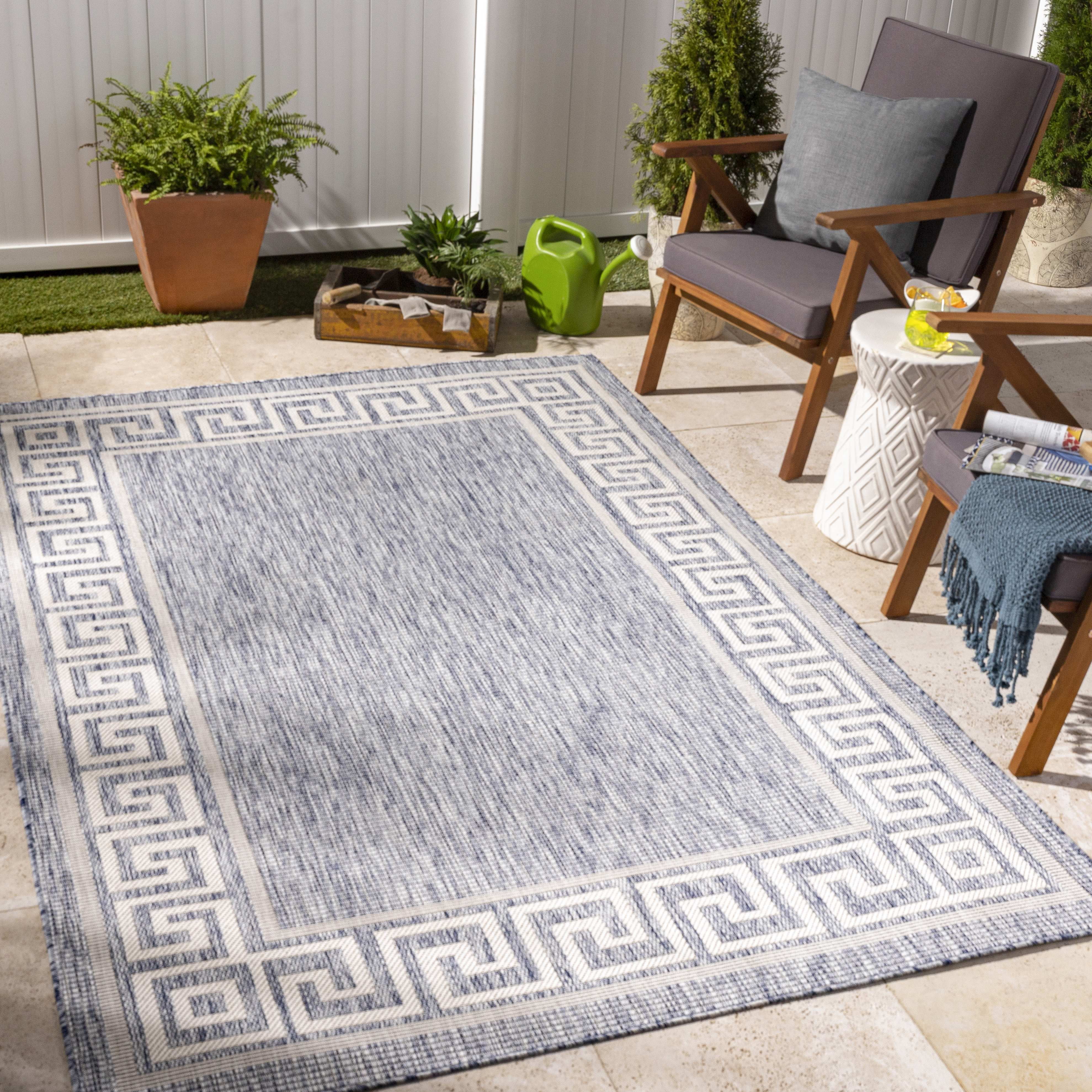 Mark&Day Outdoor Area Rugs, 6x9 Albert Traditional Indoor/Outdoor Denim ...