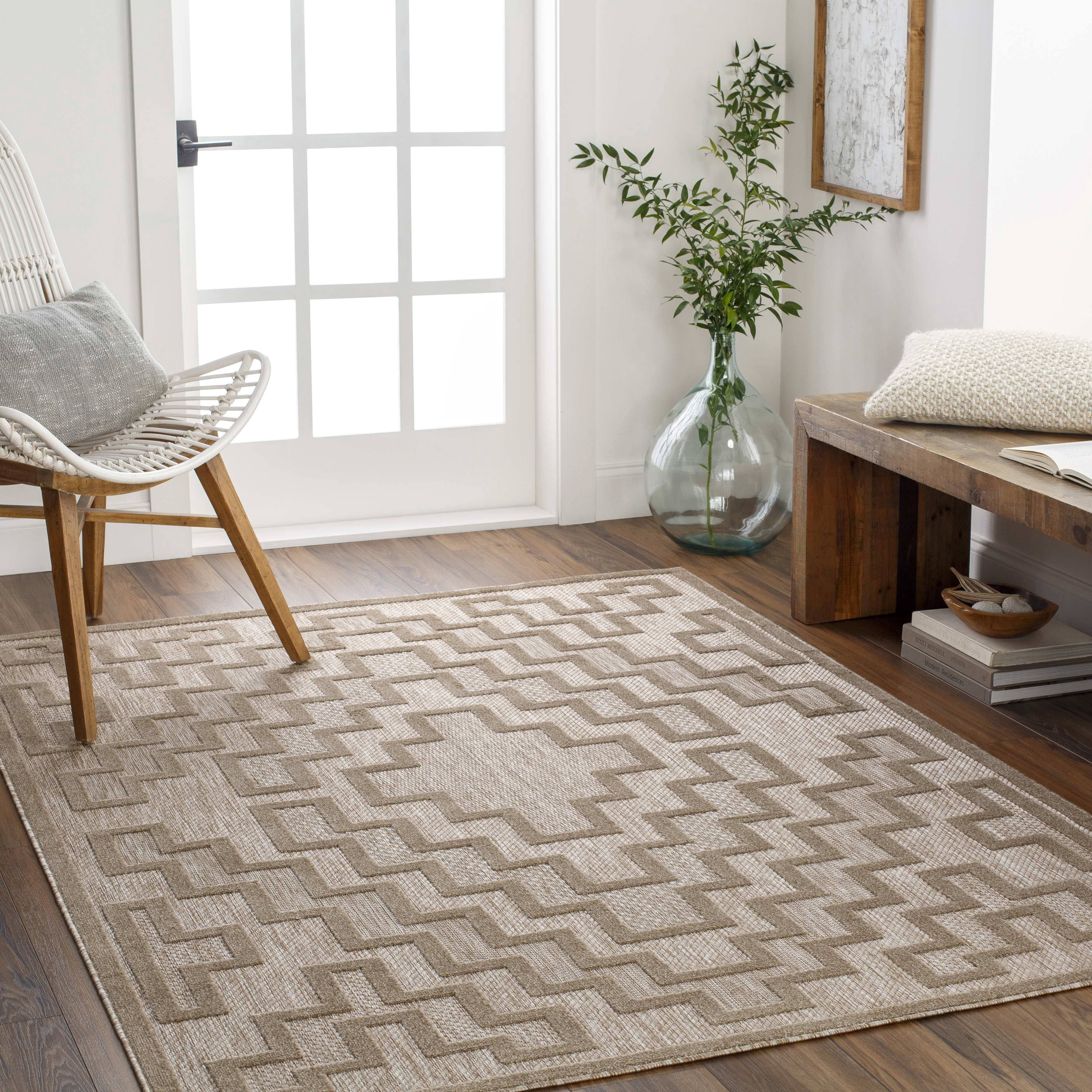 Mark&Day Outdoor Rugs, 6x9 Capel Modern Indoor/Outdoor Brown Area Rug ...
