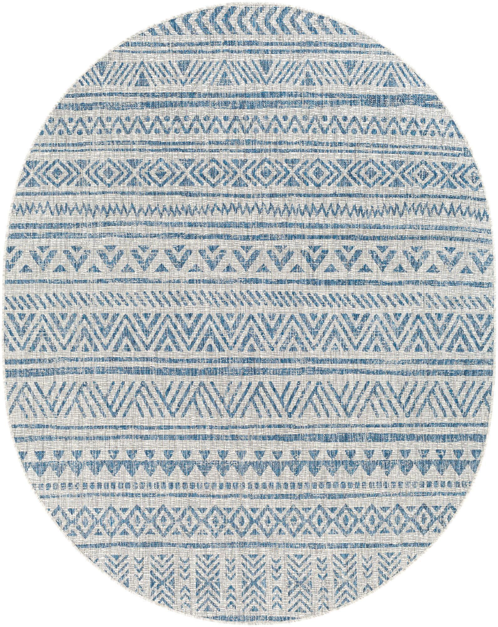 Mark&Day Outdoor Area Rugs, 7x9 Elodie Global Indoor/Outdoor Dark Blue ...