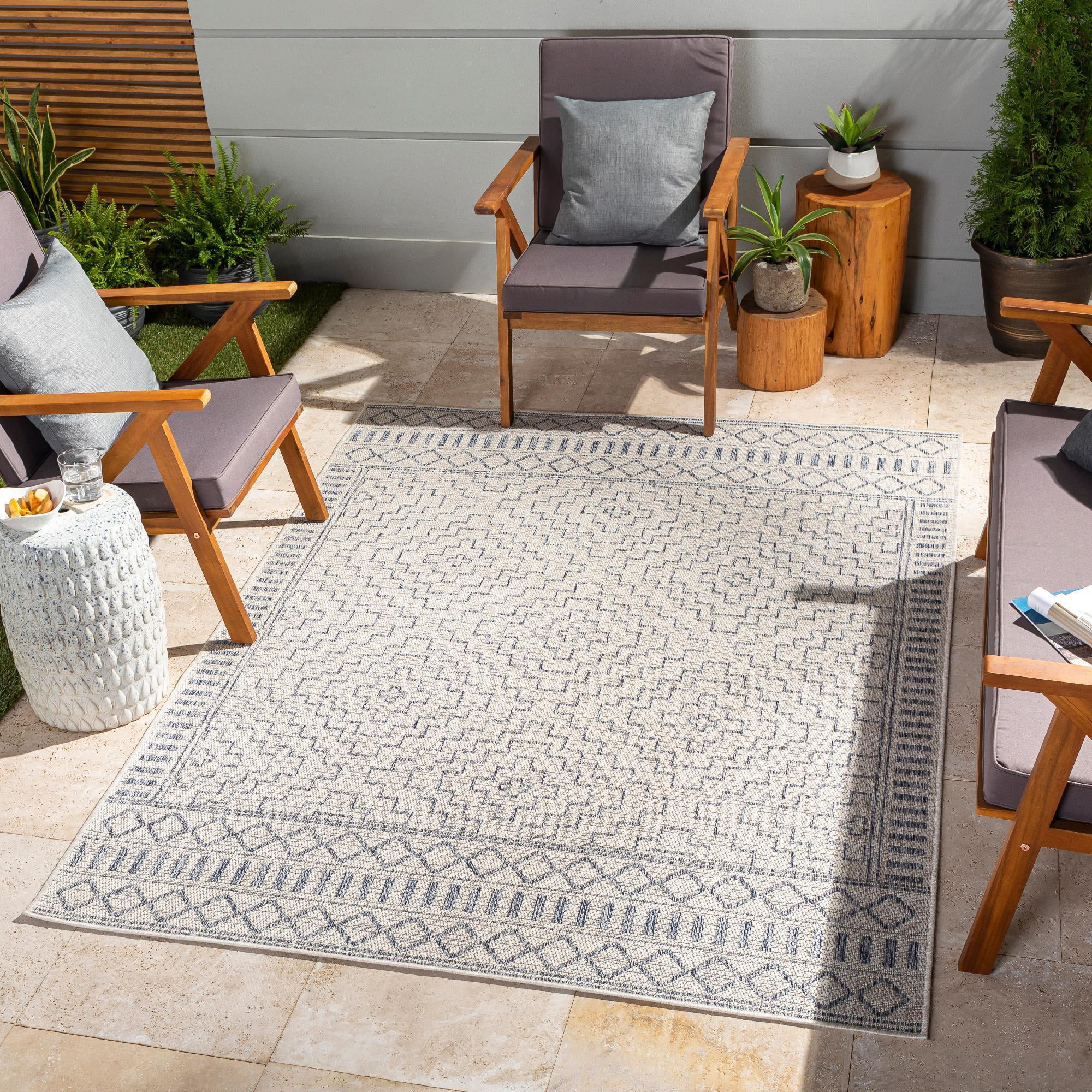 Mark&Day Outdoor Area Rugs, 8x10 Kirkman Global Indoor/Outdoor Ivory ...