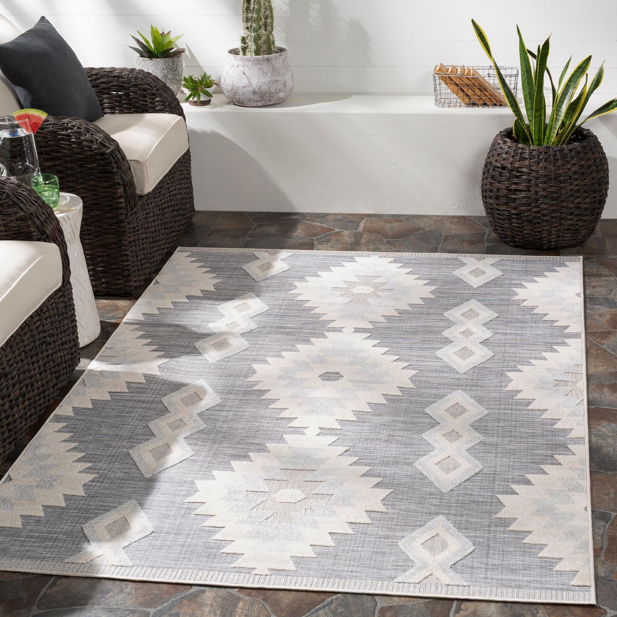 Mark&Day Outdoor Area Rugs, 8x10 Venbergen Rustic Indoor/Outdoor Light ...