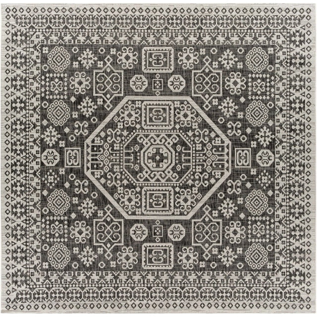 Mark&Day Outdoor Area Rugs, 8x8 Marum Global Indoor/Outdoor Black ...