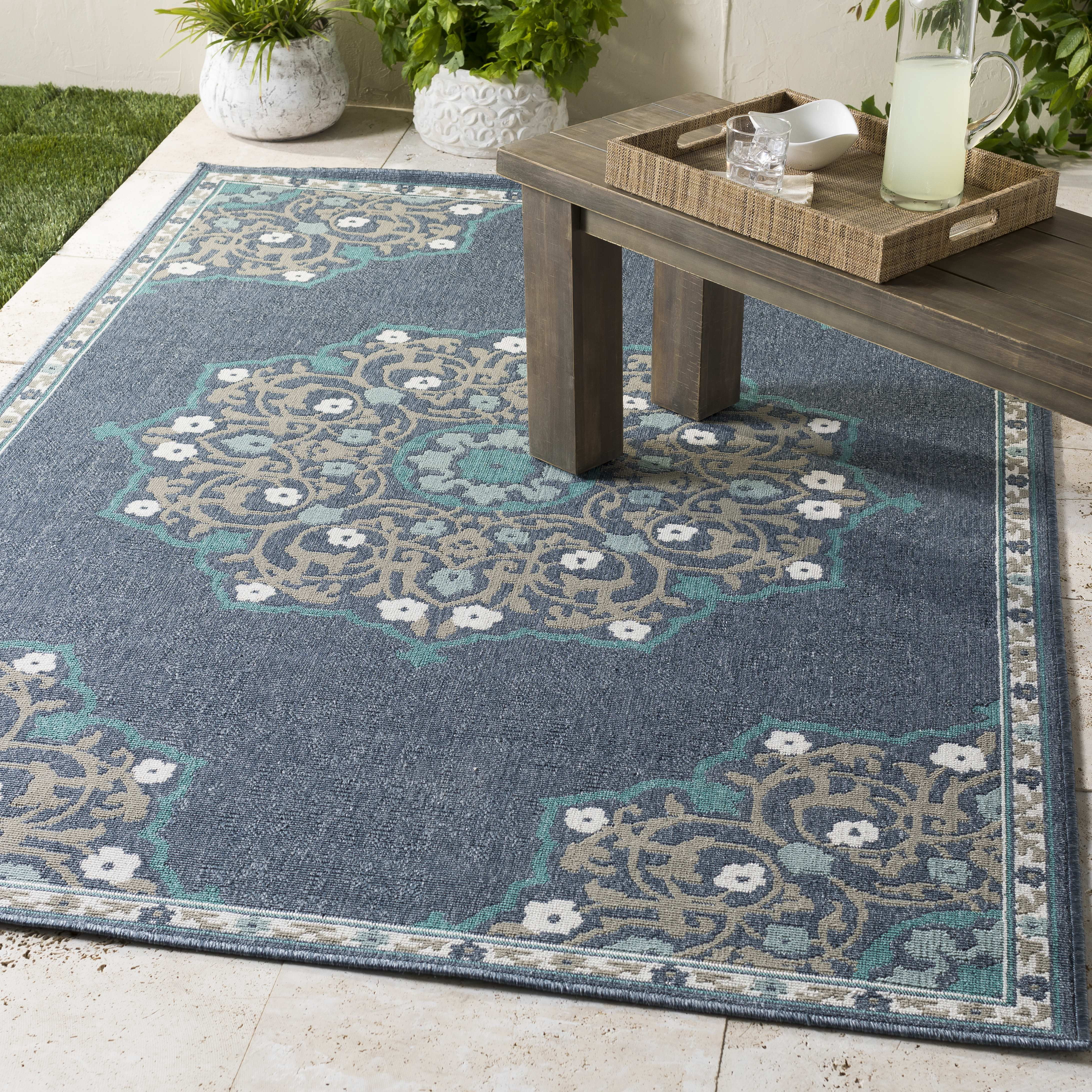 Mark&Day Outdoor Rugs, 9x9 Balcarres Traditional Indoor/Outdoor Navy ...