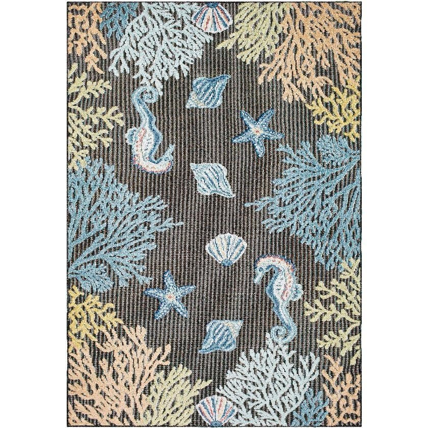 Mark&Day Outdoor Rugs, 5x7 Parth Cottage Charcoal/Blue Area Rug, Non ...