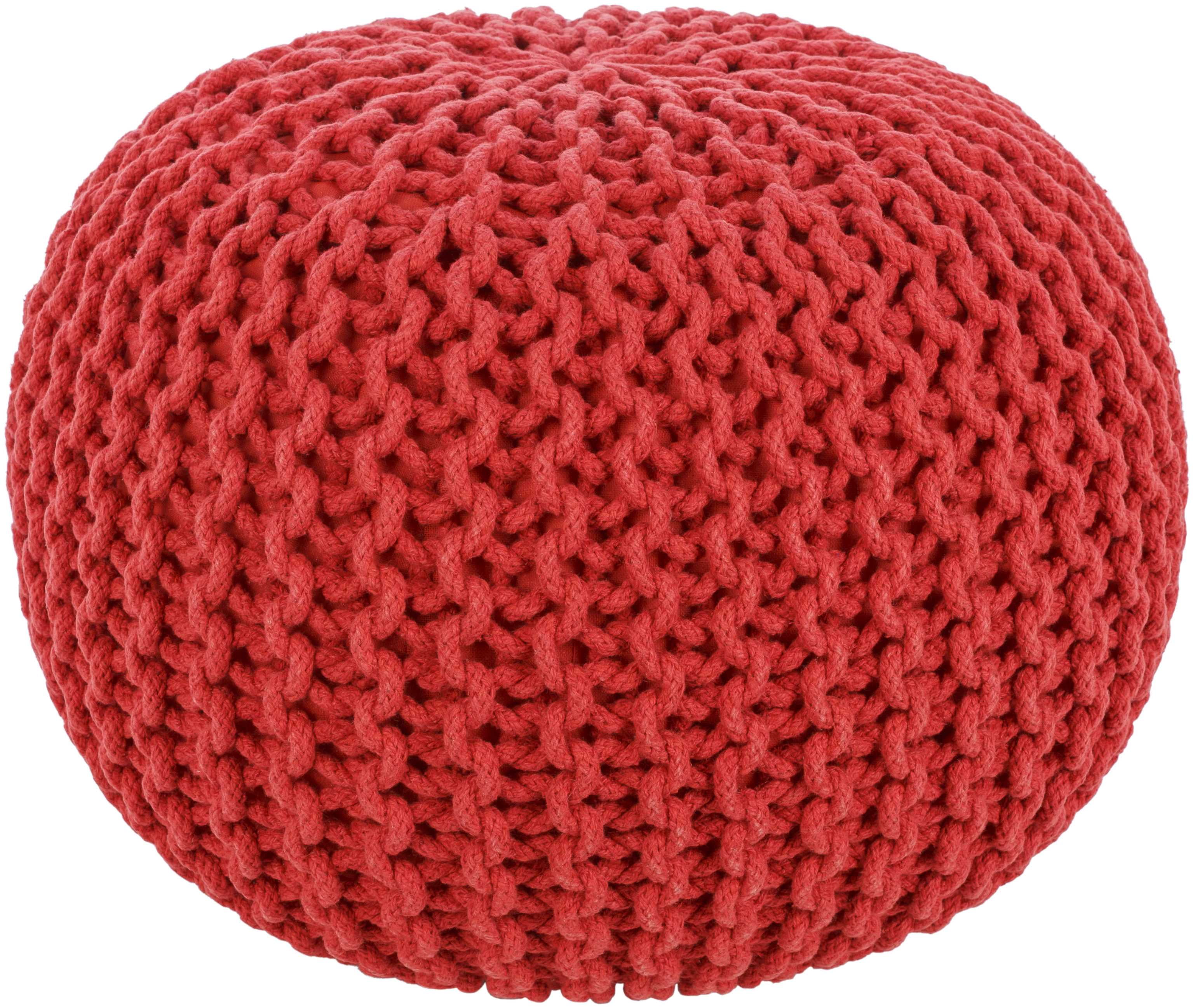 Mark&Day Pouf Ottoman - Harmannsdorf Texture Bright Red Round Foot Rest ...