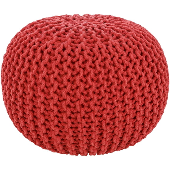Mark&Day Pouf Ottoman, Harmannsdorf Texture Bright Red Round Pouf Foot ...