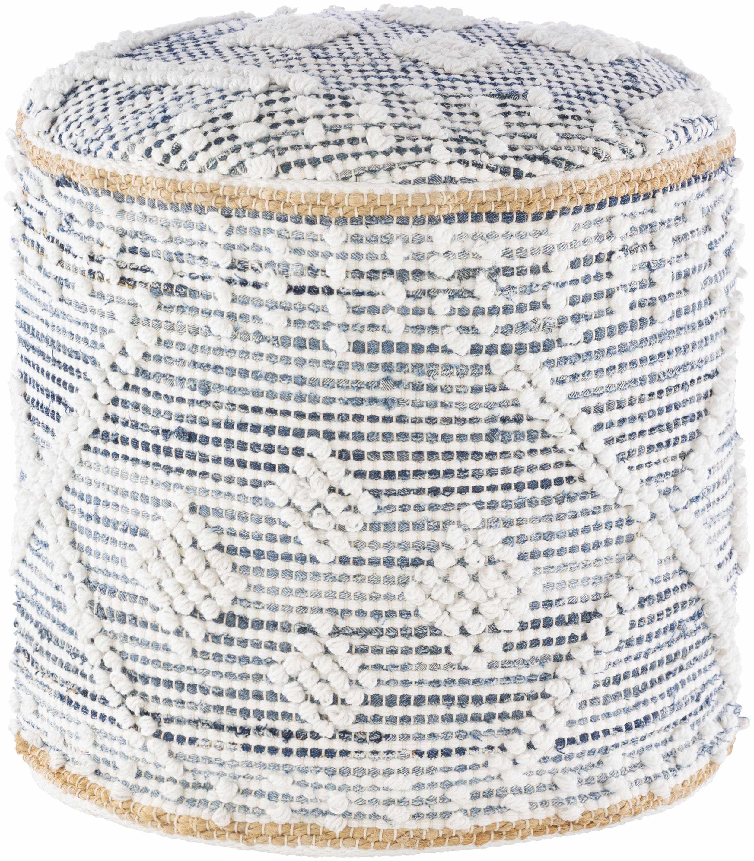 Mark&Day Pouf Ottoman, Ottenthal Bohemian/Global Denim Cylinder Pouf ...