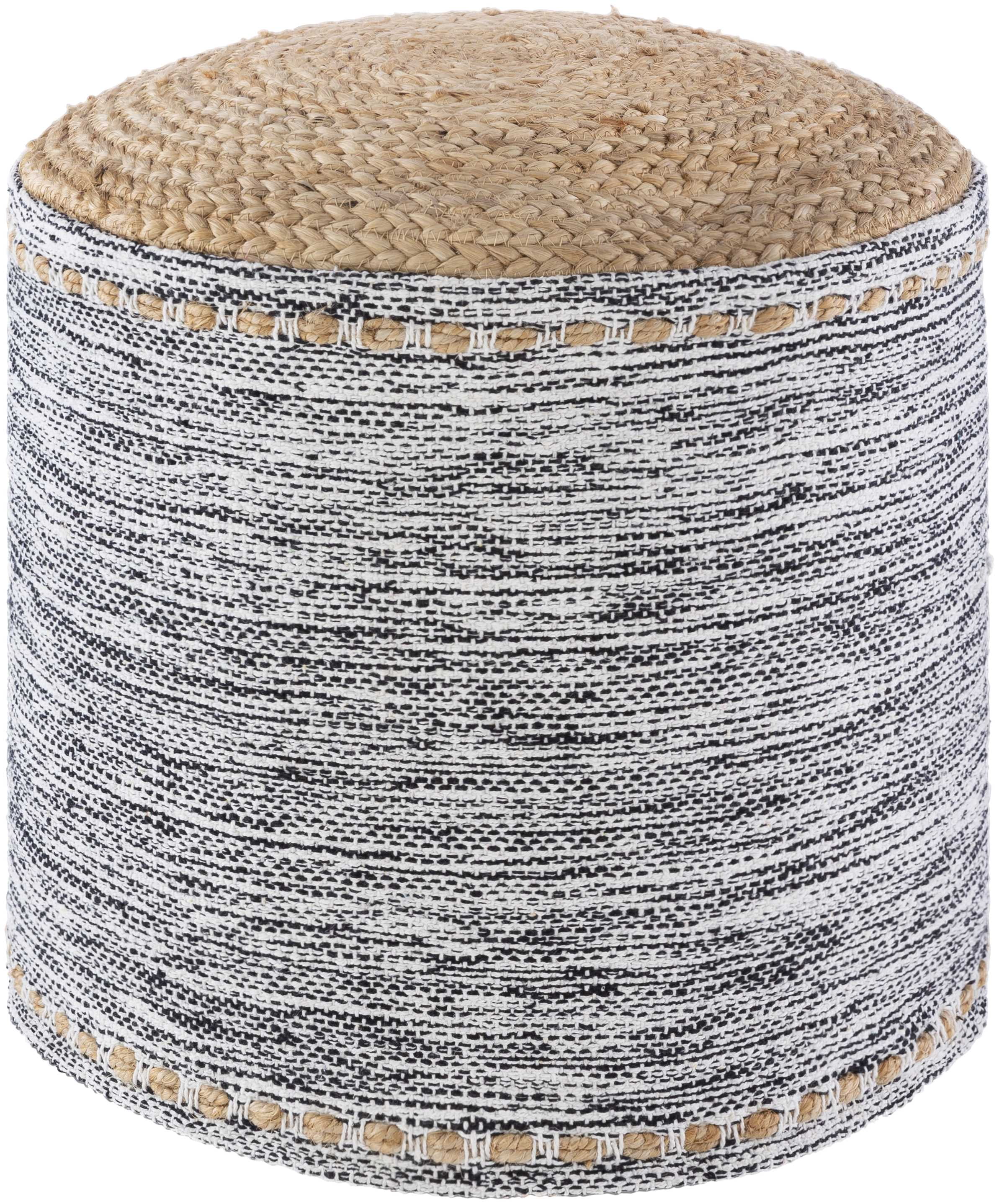 Mark&Day Pouf Ottoman, Petzenkirchen Natural Fiber Khaki Cylinder Pouf ...
