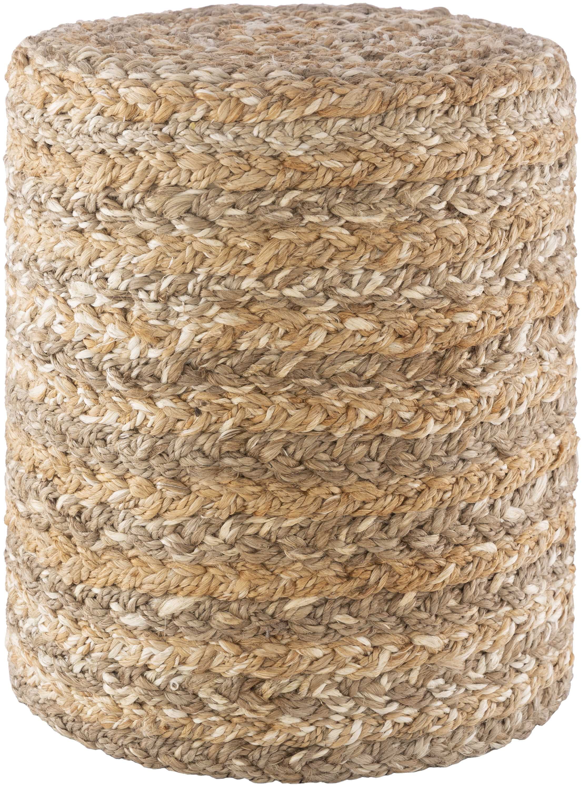 Mark&Day Pouf Ottoman, Pottenstein Natural Fiber Khaki Cylinder Pouf ...