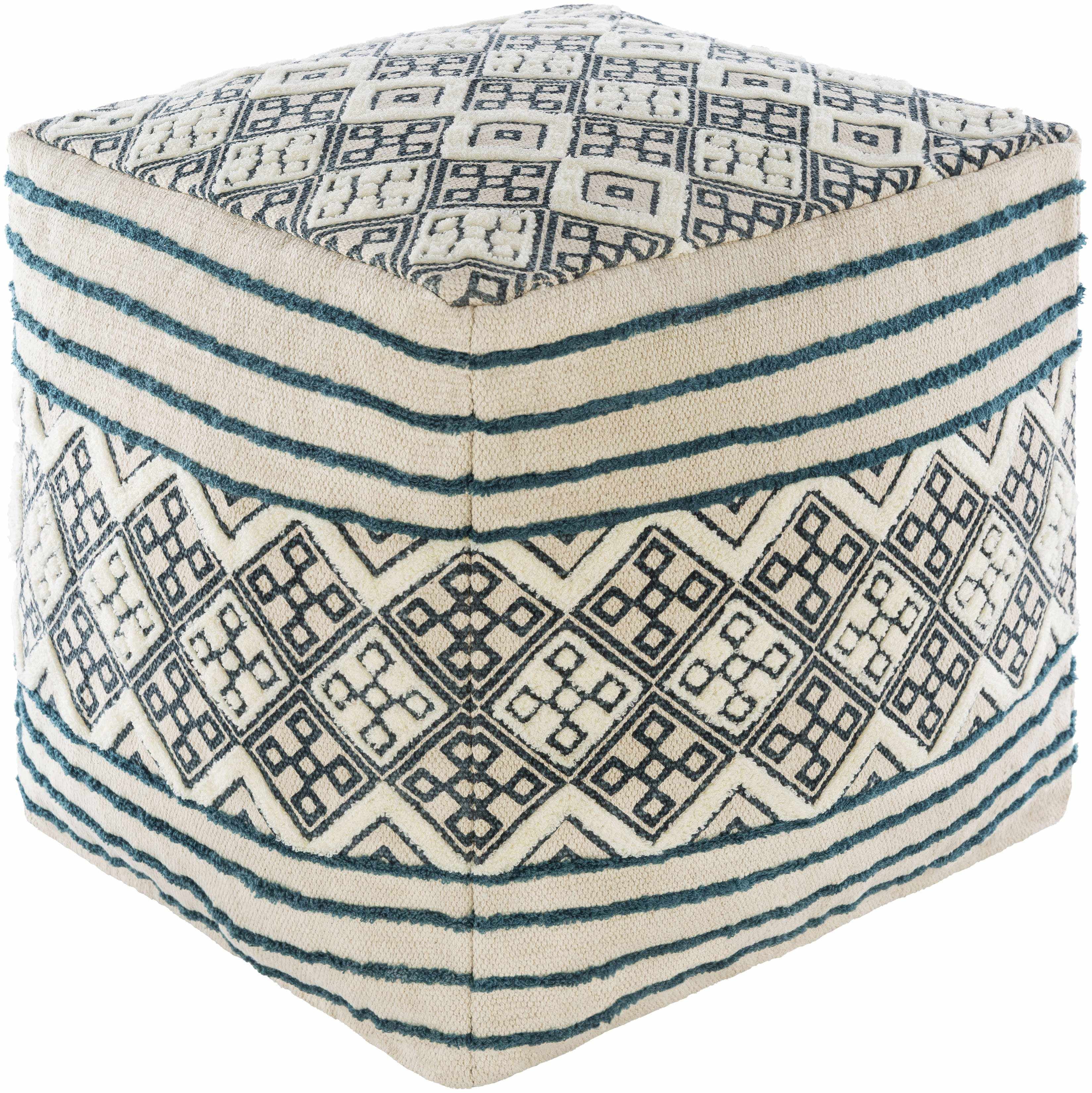 Mark&Day Pouf Ottoman, Raasdorf Bohemian/Global Cream Cube Pouf Foot ...